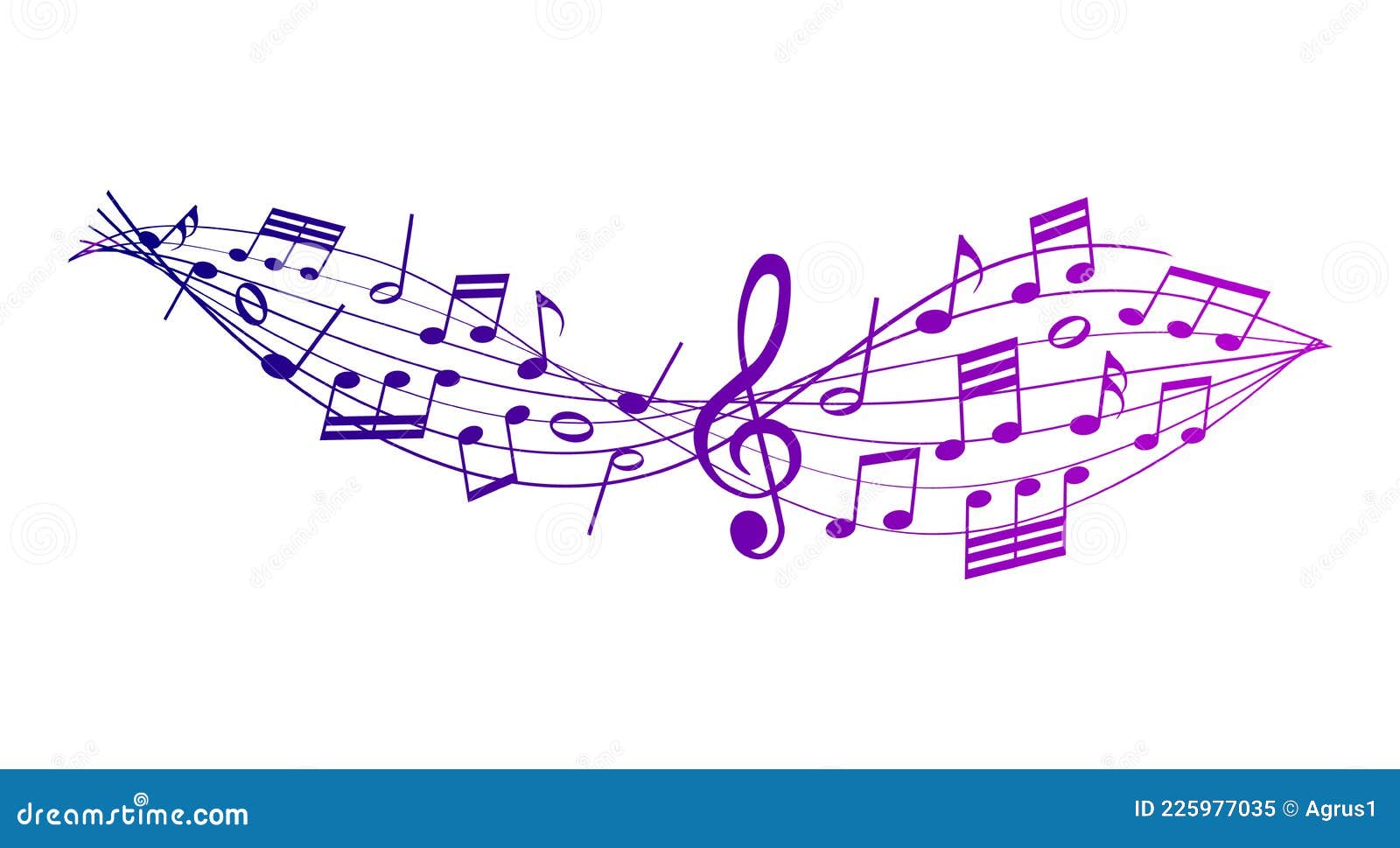 Violet Vector Sheet Music - Musical Notes Melody on White Background ...