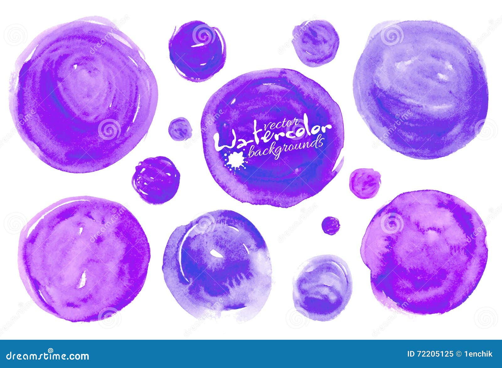 Violet Vector Traced Watercolor Circles Set Stock Vector - Illustration ...