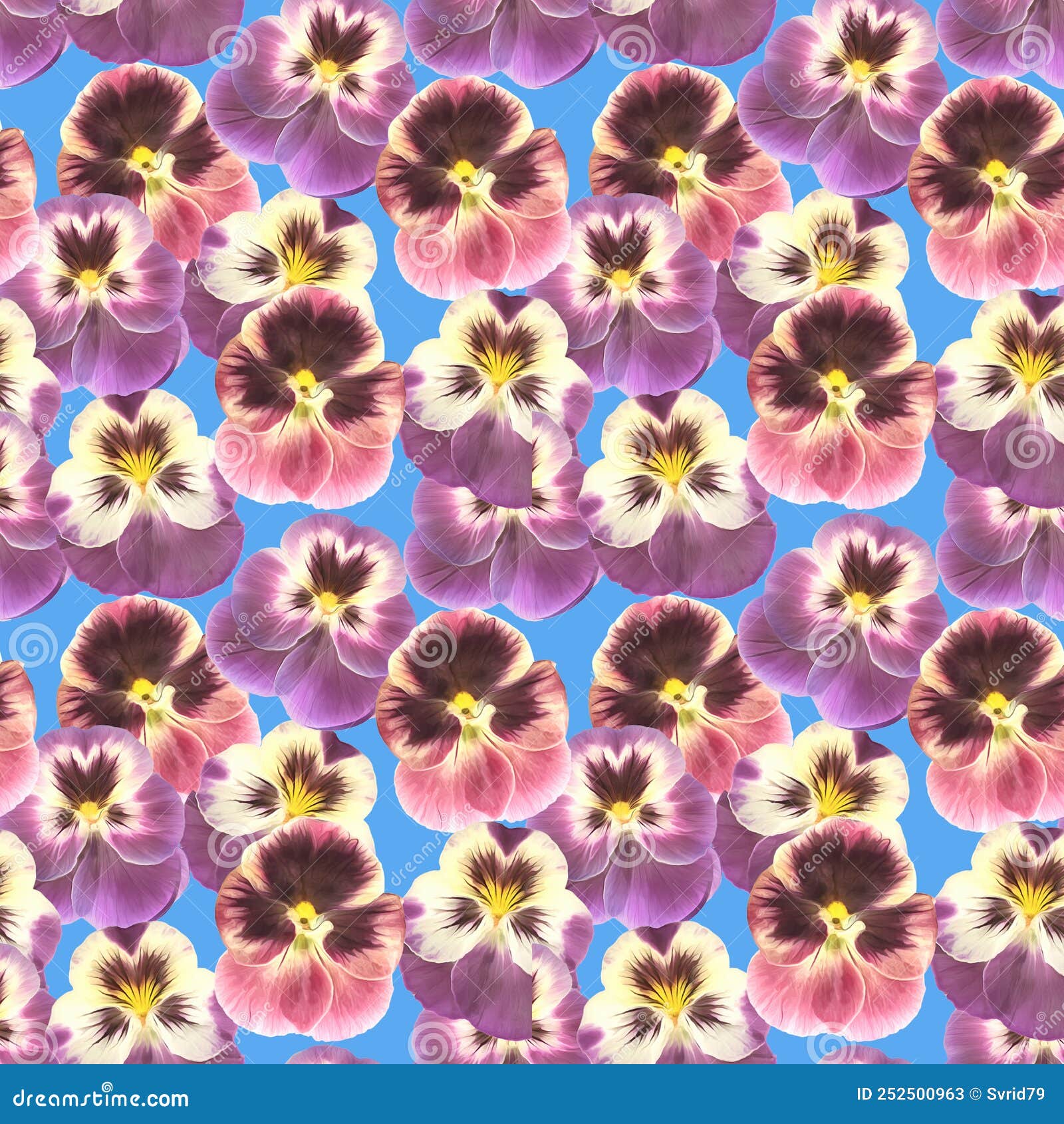 Violet,viola. Illustration, Texture of Flowers. Seamless Pattern for ...
