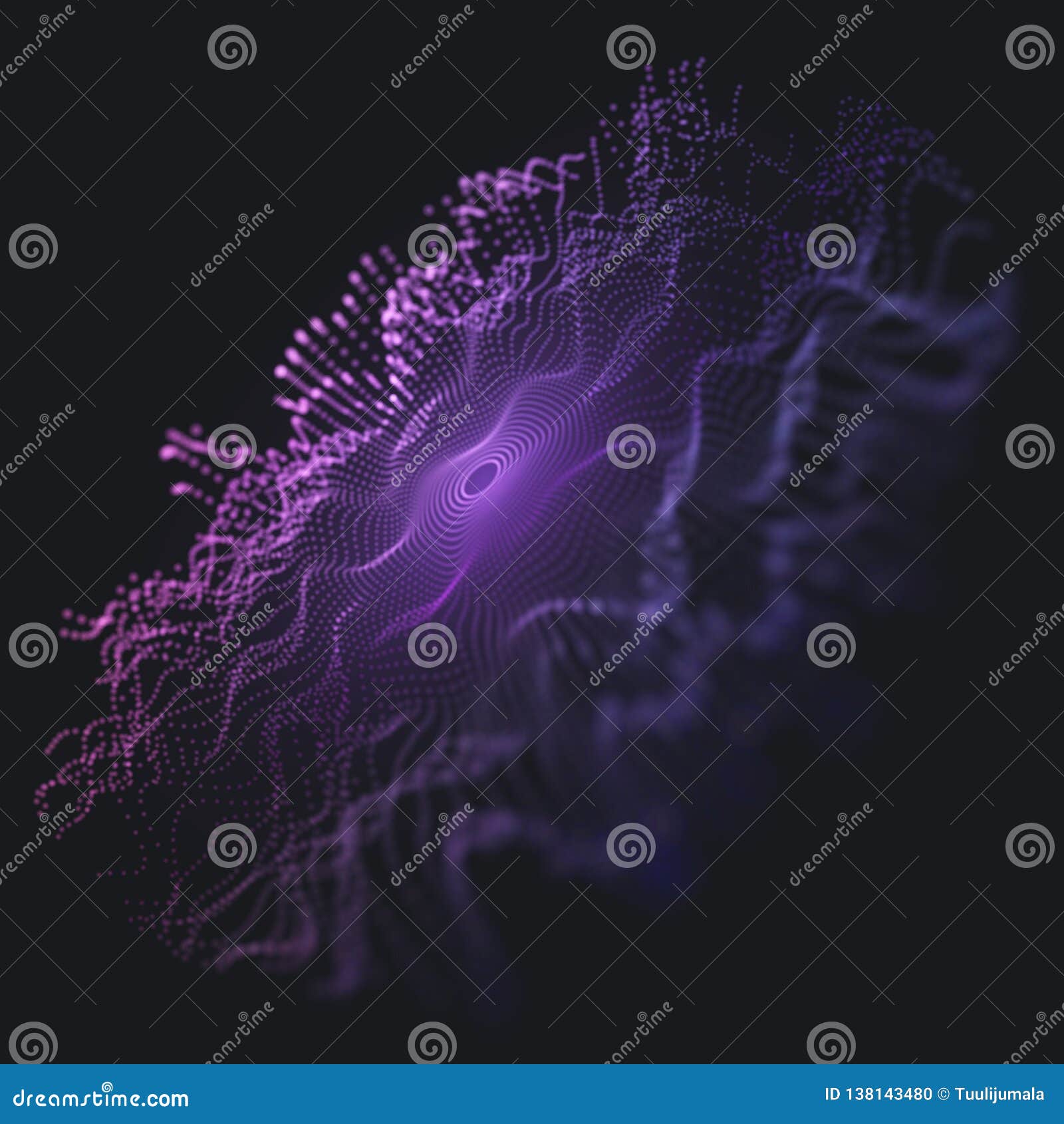 Violet Wavy Particle Disc Surface Stock Vector - Illustration of ...
