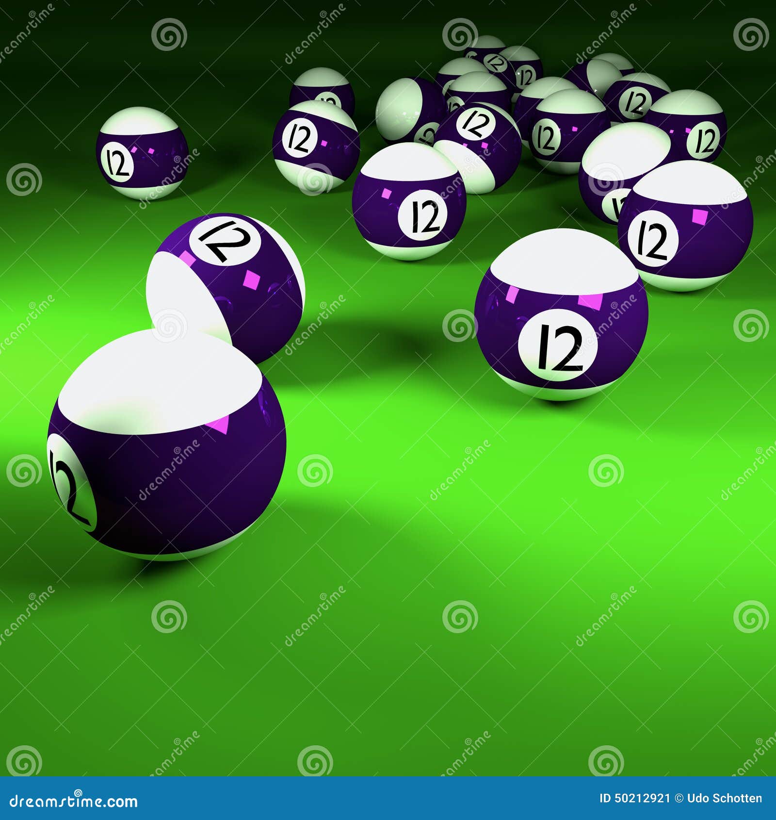 Violet White Billiard Balls Number Twelve Stock Illustration ...