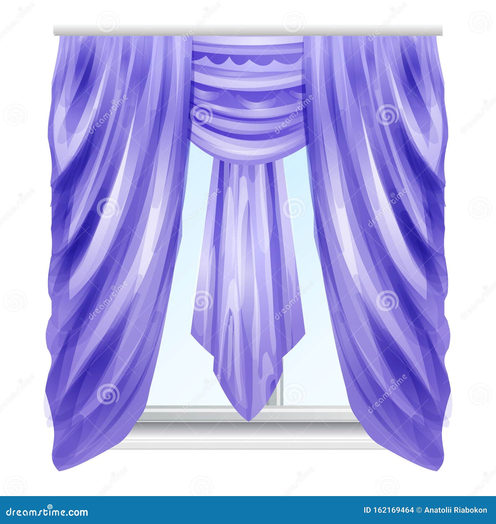 Violet Window Curtain Icon, Cartoon Style Stock Vector - Illustration ...