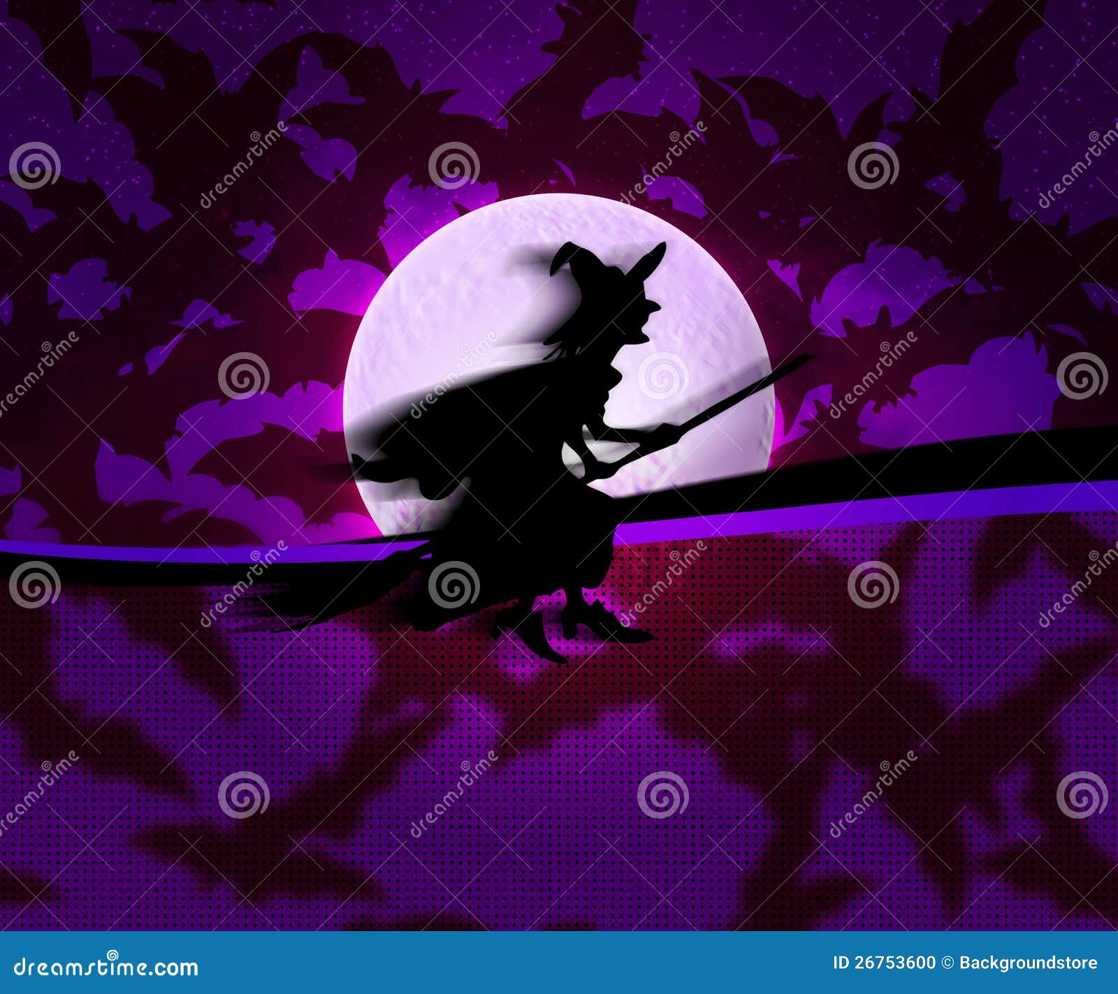 Violet Witch Halloween Background Stock Illustration - Illustration of ...