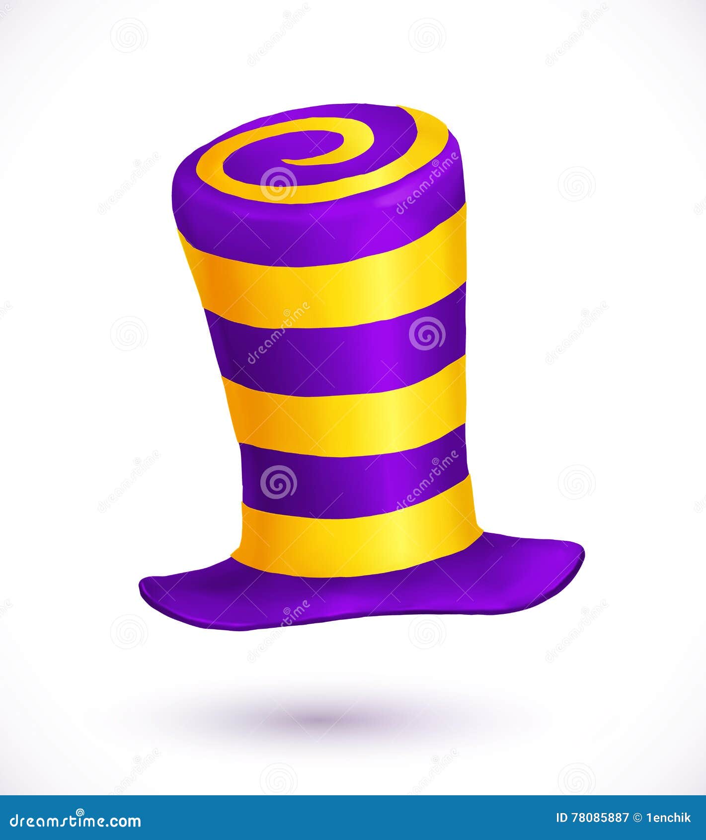 Violet and Yellow Colors Striped Realistic Vector Carnival Hat Stock ...