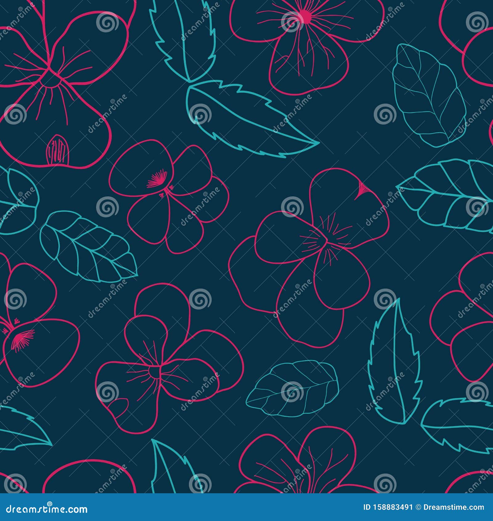 Violets and Leaf Scatter Seamless Vector Pattern Stock Vector ...