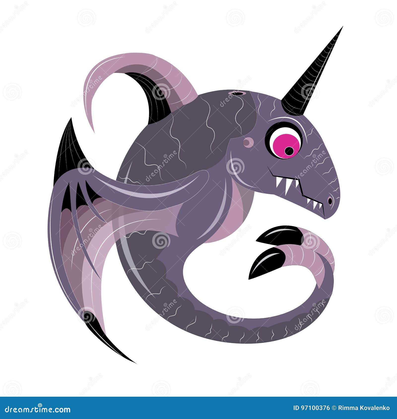 Violetter Wal Mit Einem Horn Vektor Abbildung - Illustration von ...