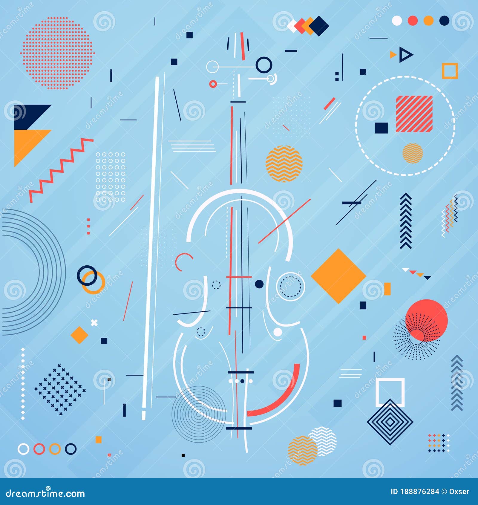 Violin with Abstract Shapes Stock Vector - Illustration of instrument ...