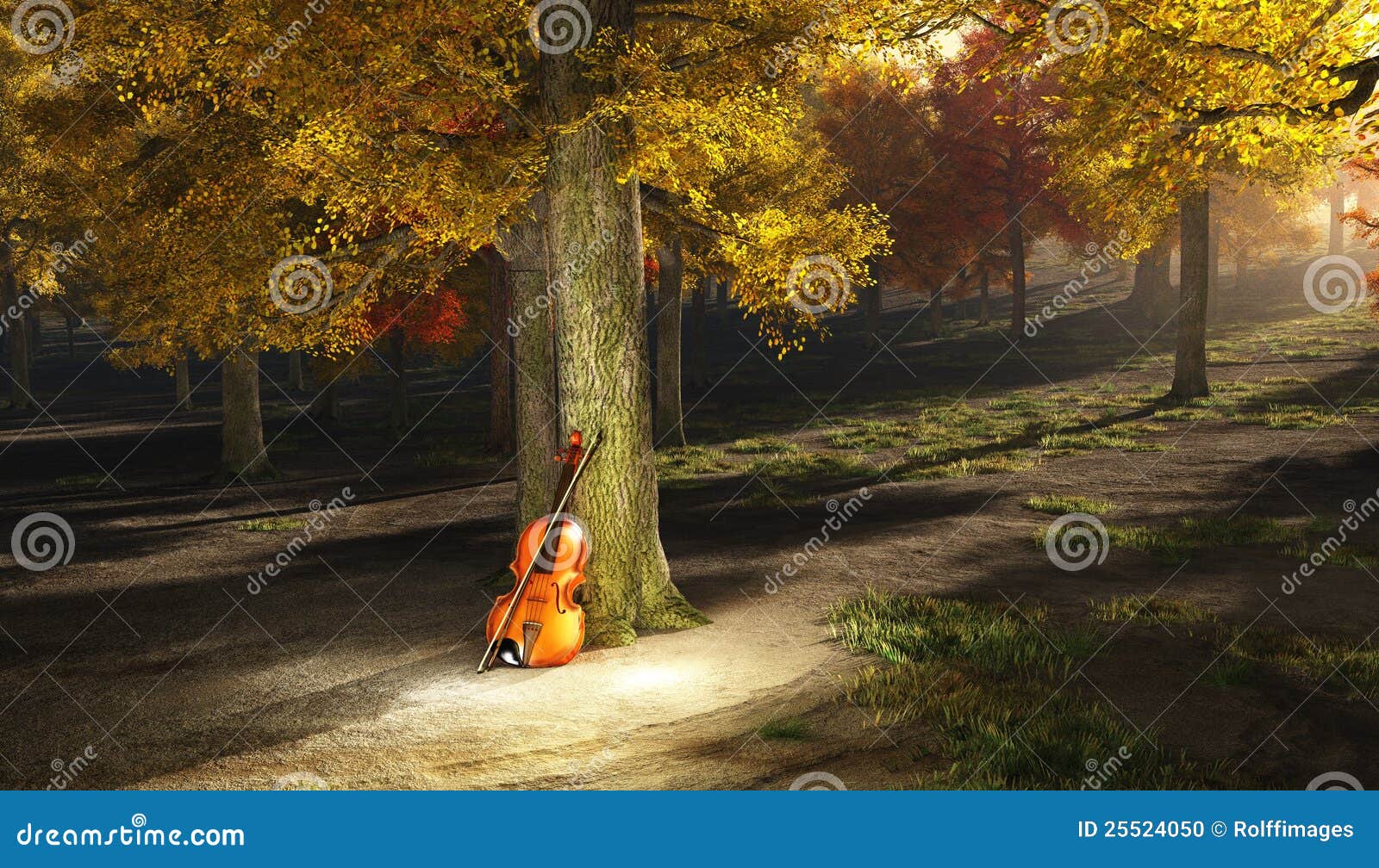 Violin in autumn park stock illustration. Illustration of color - 25524050
