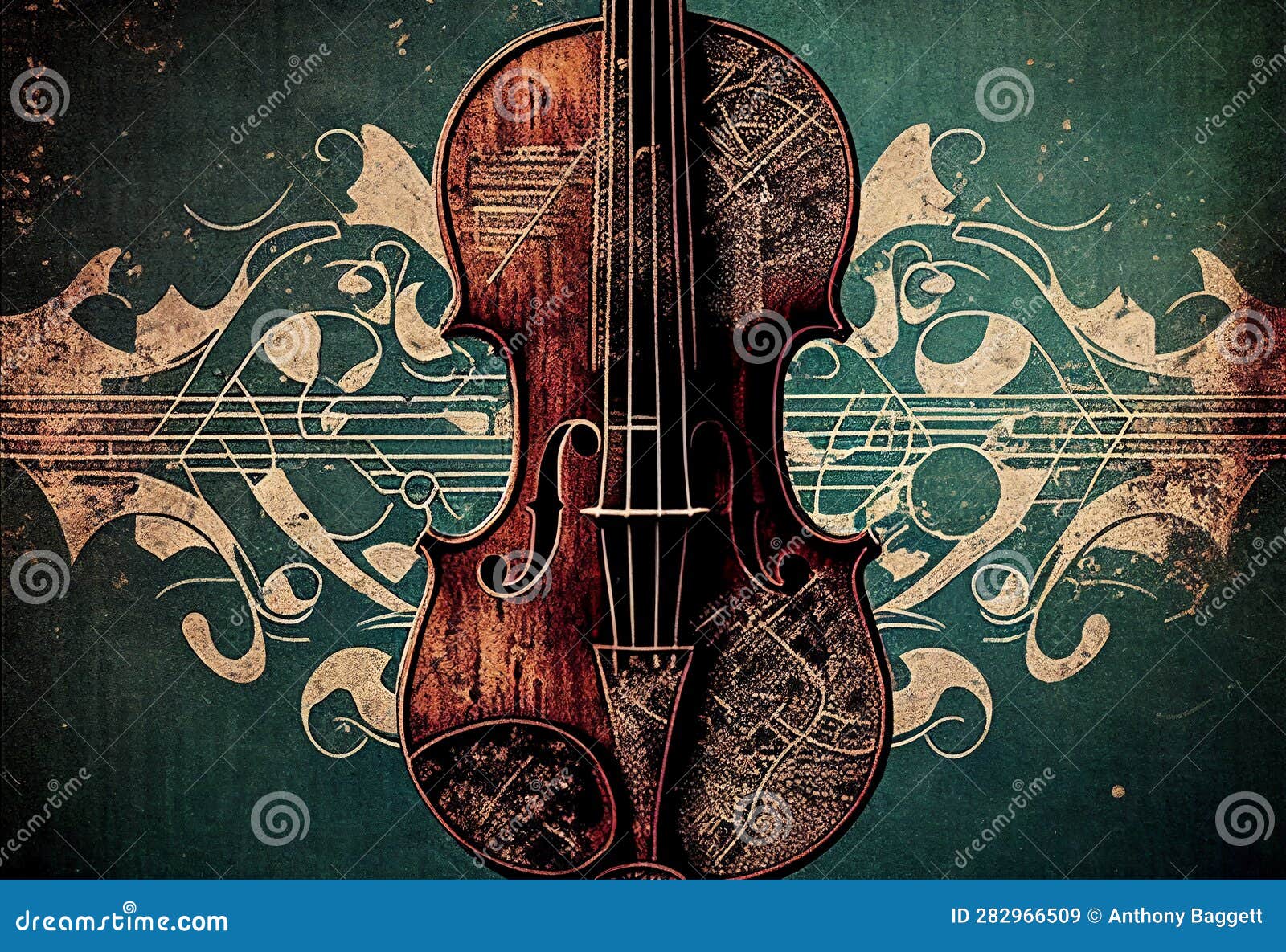 Violin Background with an Abstract Vintage Distressed Texture Stock ...