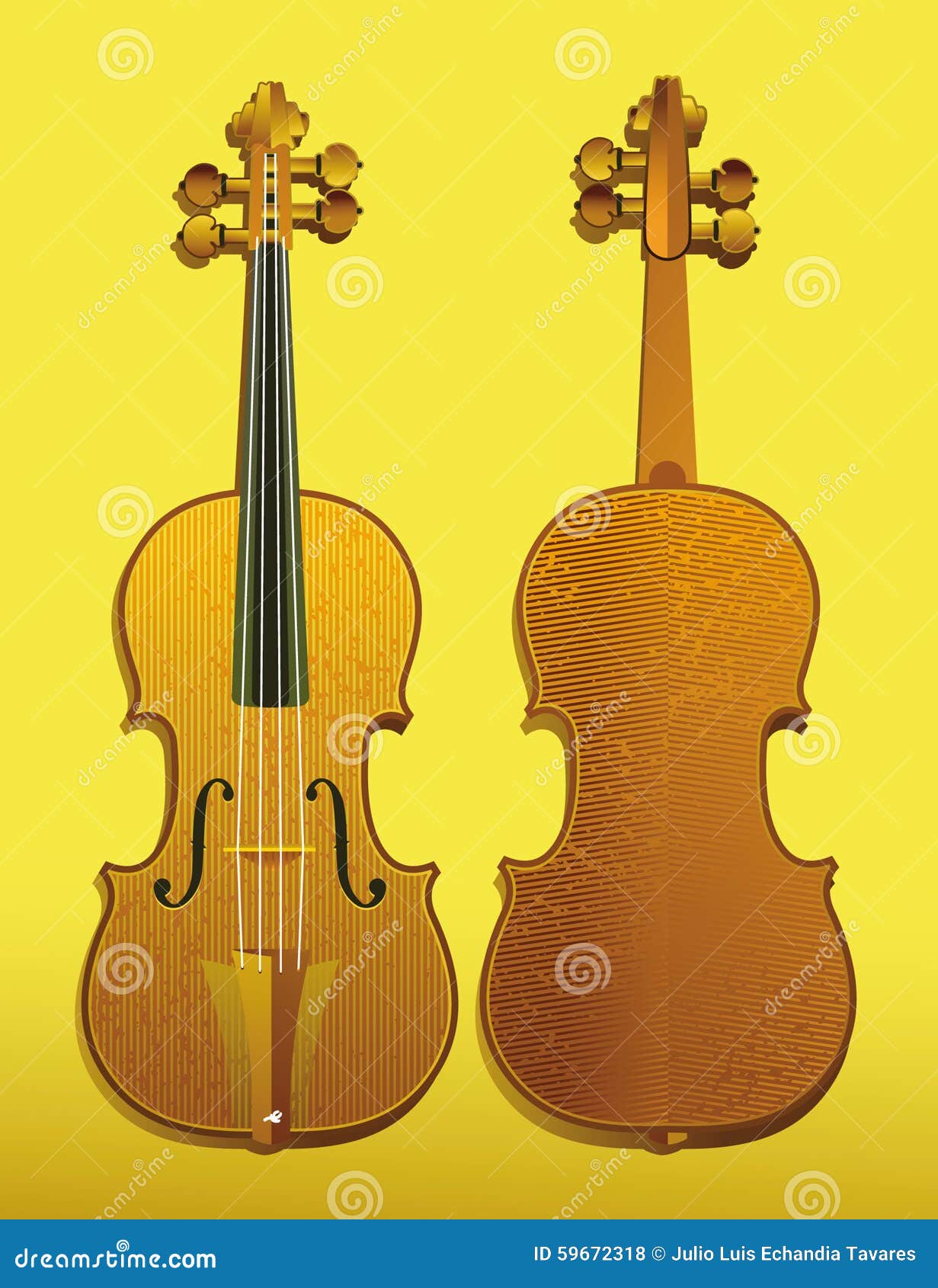 Violin Front View Isolated On White Vector Illustration | CartoonDealer ...