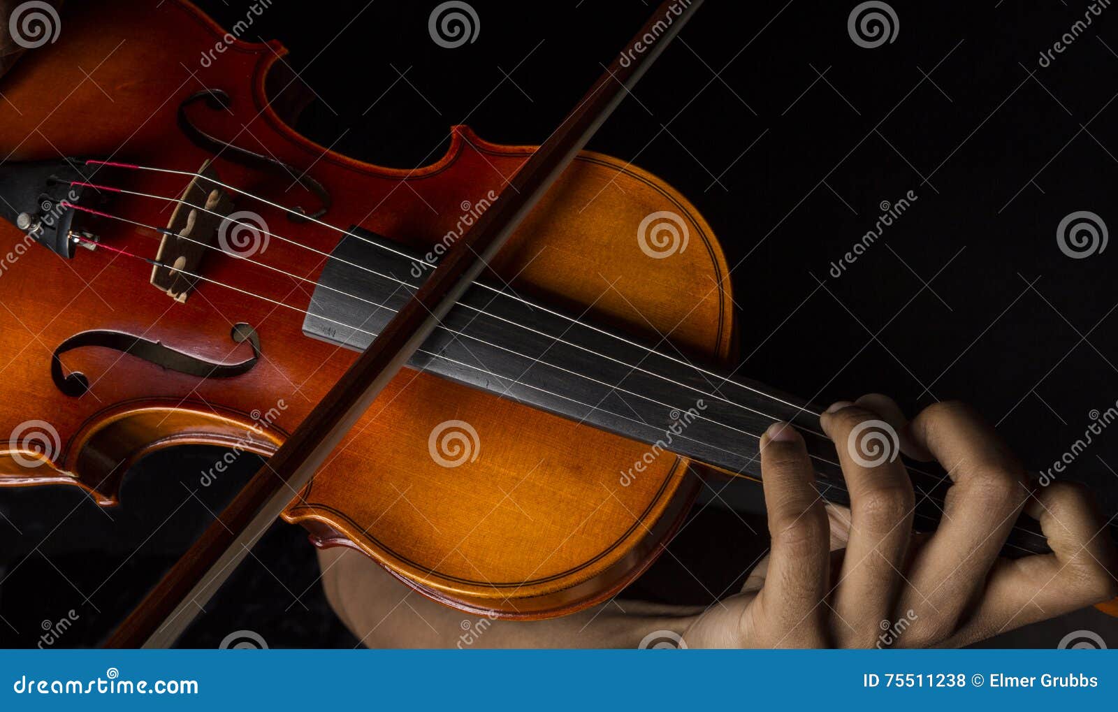 Violin and Bow on Black Background with Copy Area Stock Photo - Image ...