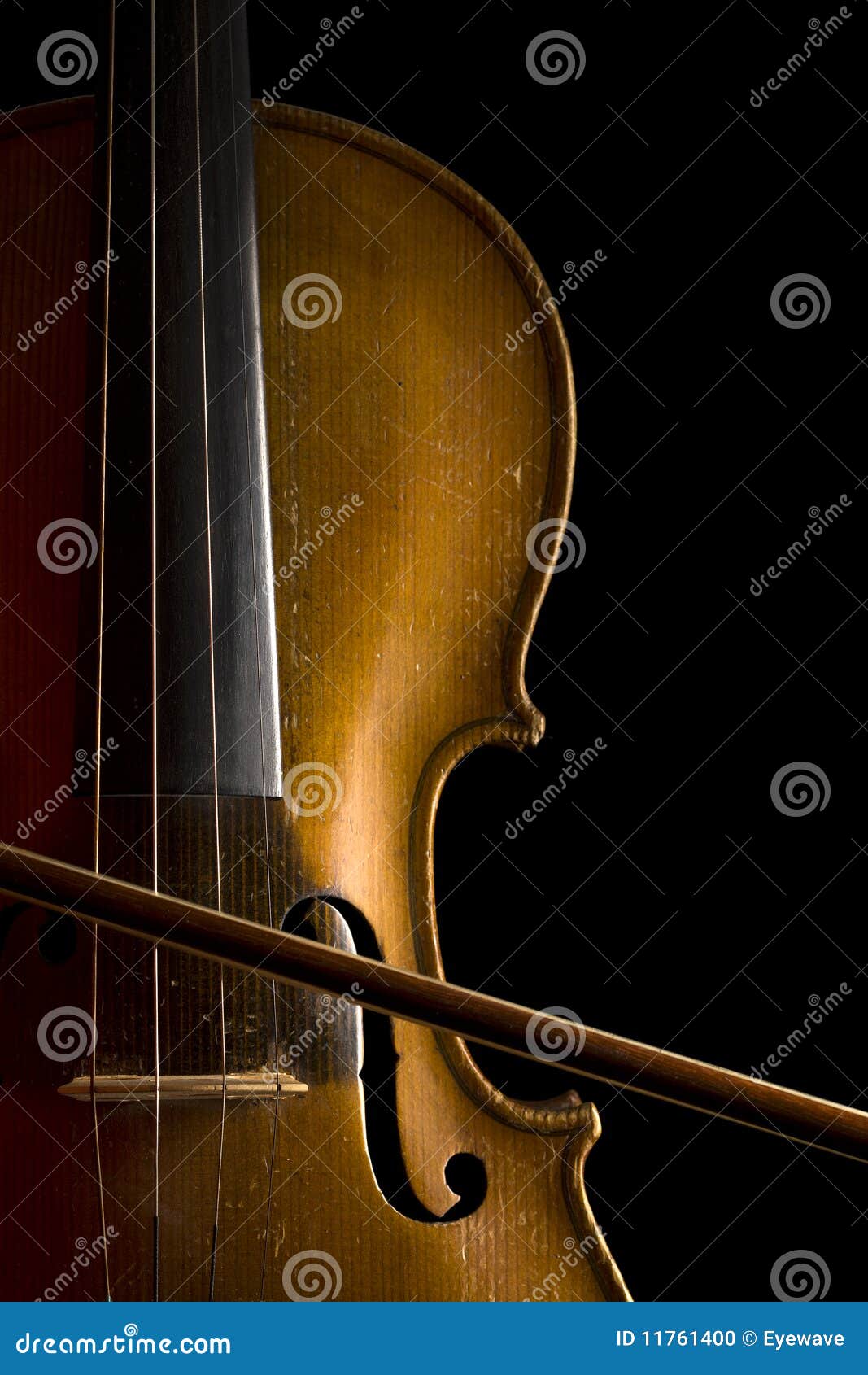 Violin with bow closeup stock photo. Image of closeup - 11761400