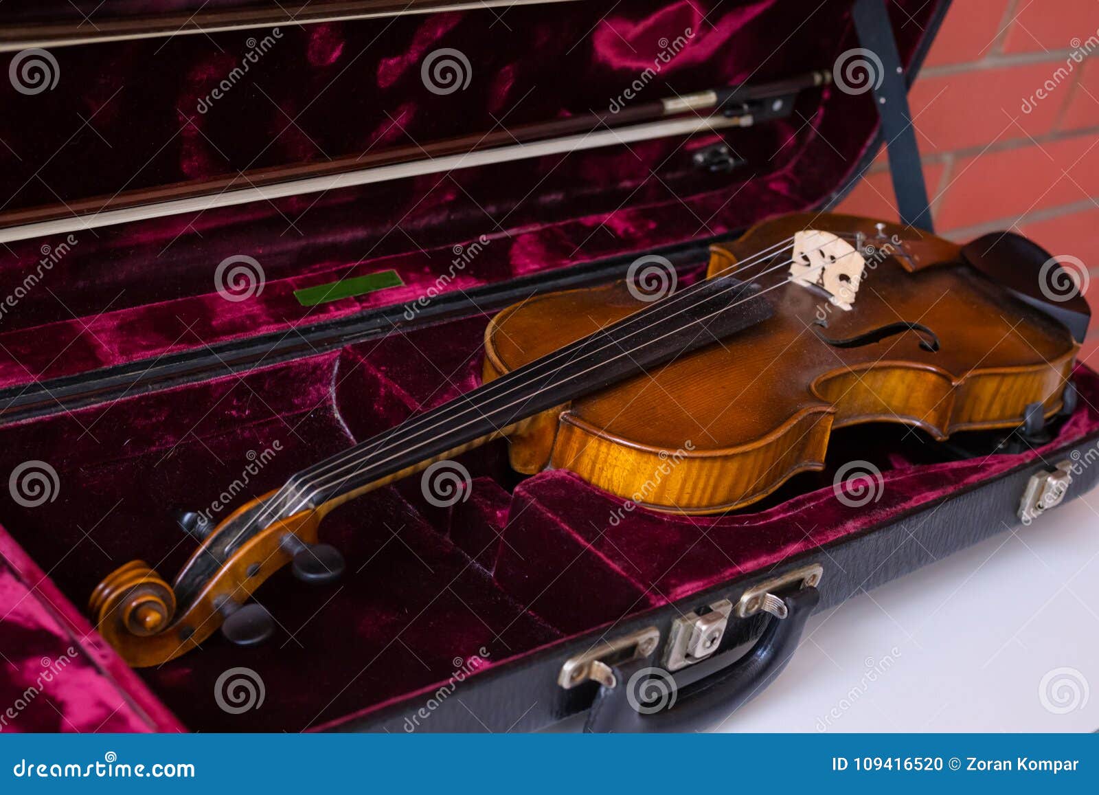 Violin and Bow in Dark Red Case. Stock Photo - Image of cello, case ...
