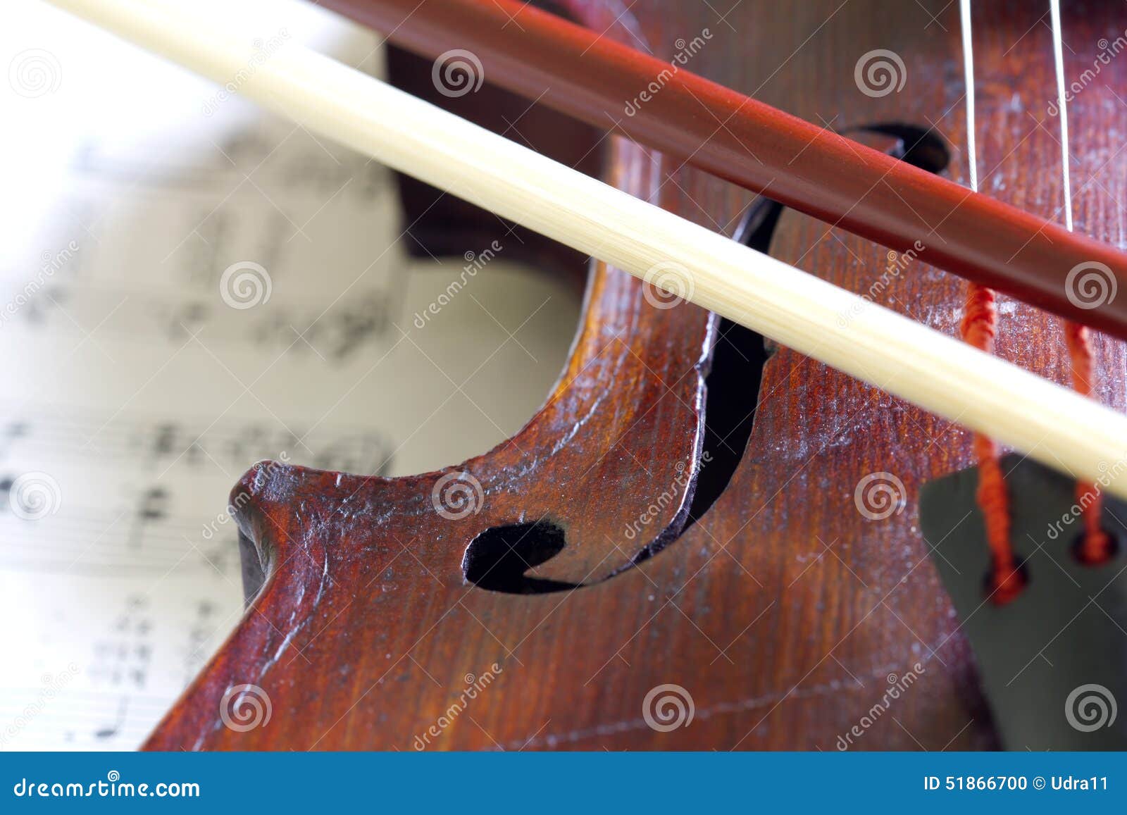 Violin Bow on Musical Strings Stock Photo - Image of background ...