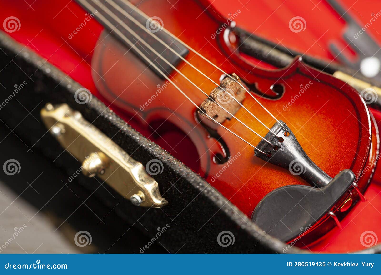 Violin with Bow in Red Velvet Case Stock Image - Image of string, view ...