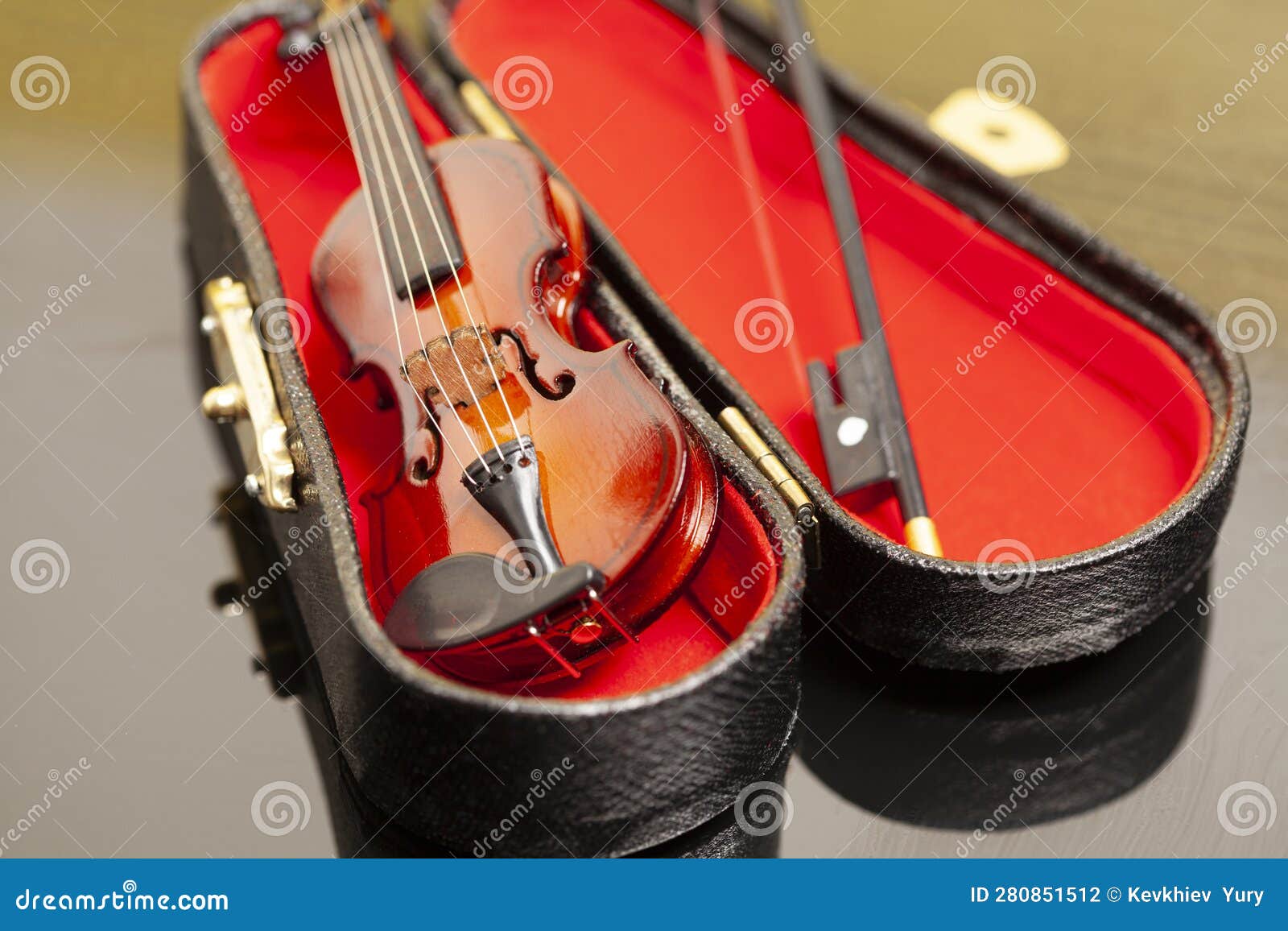 Violin with Bow in Red Velvet Case Stock Photo - Image of instrument ...