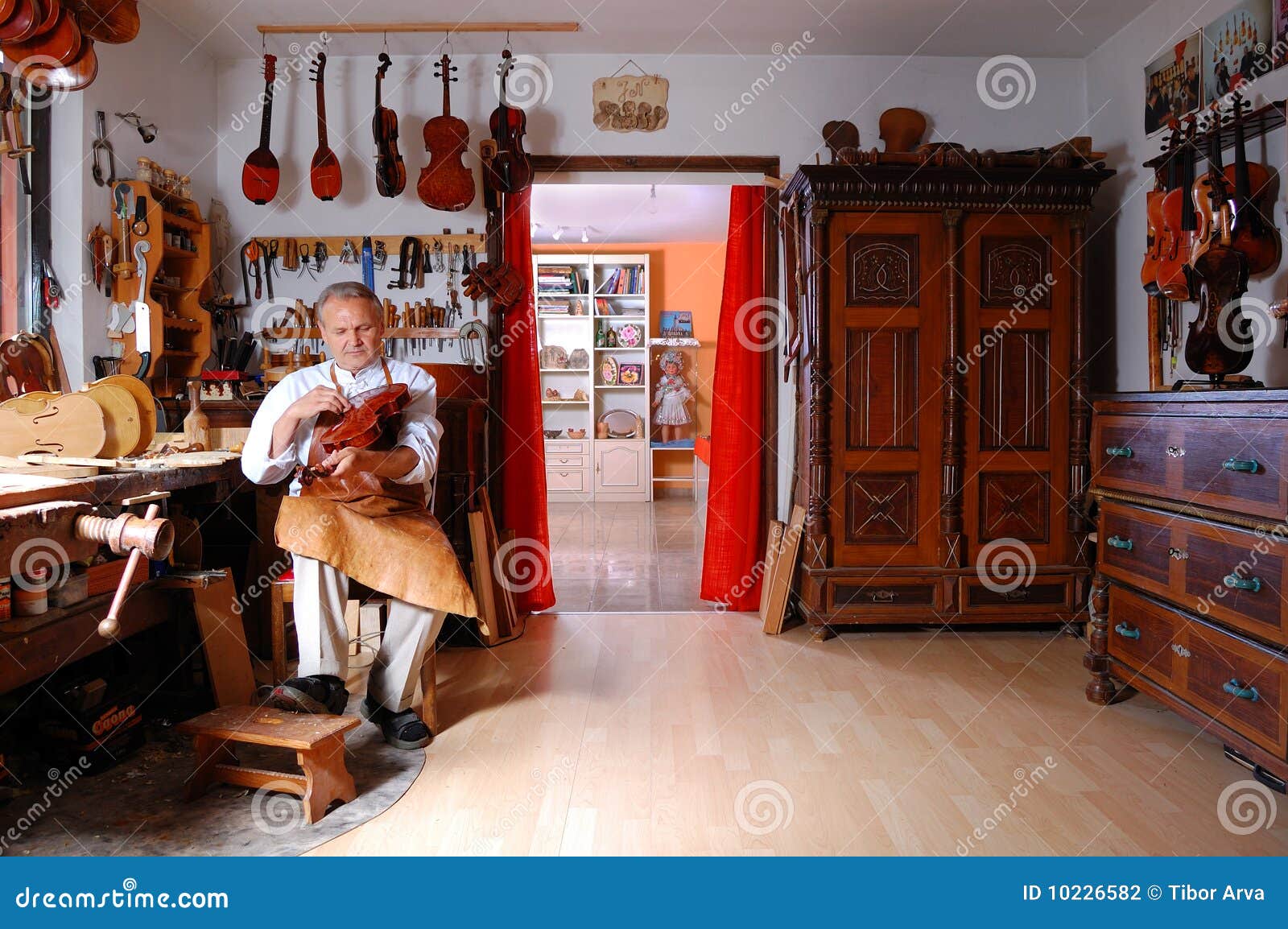 Violin Builder and His Workshop Stock Photo - Image of maker, trade ...