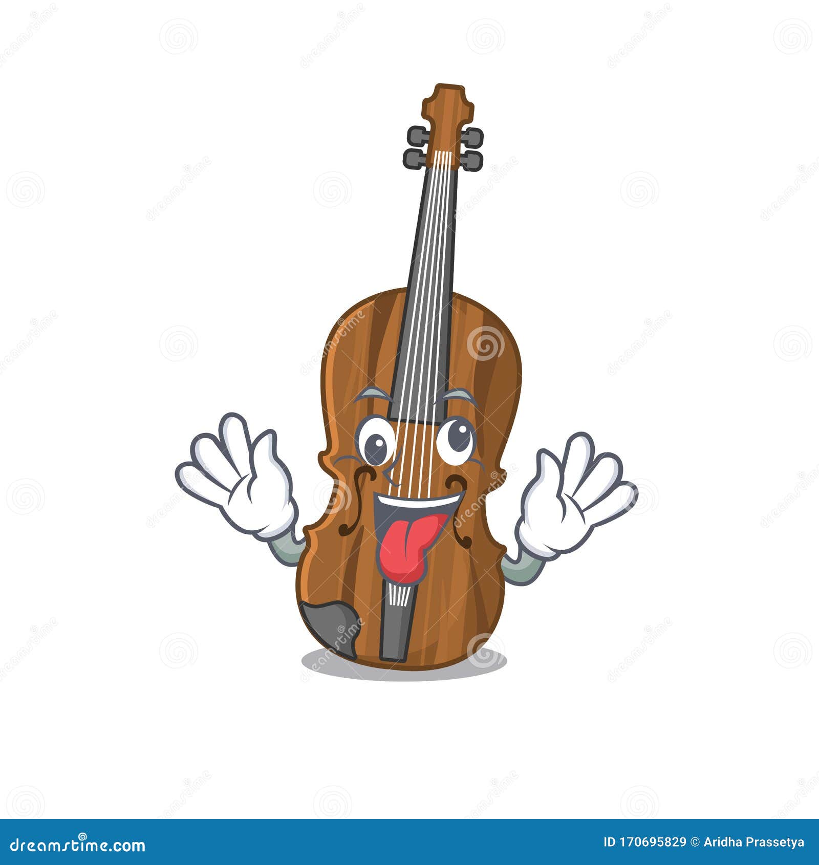 Violin Cartoon Character Style with a Crazy Face Stock Vector ...