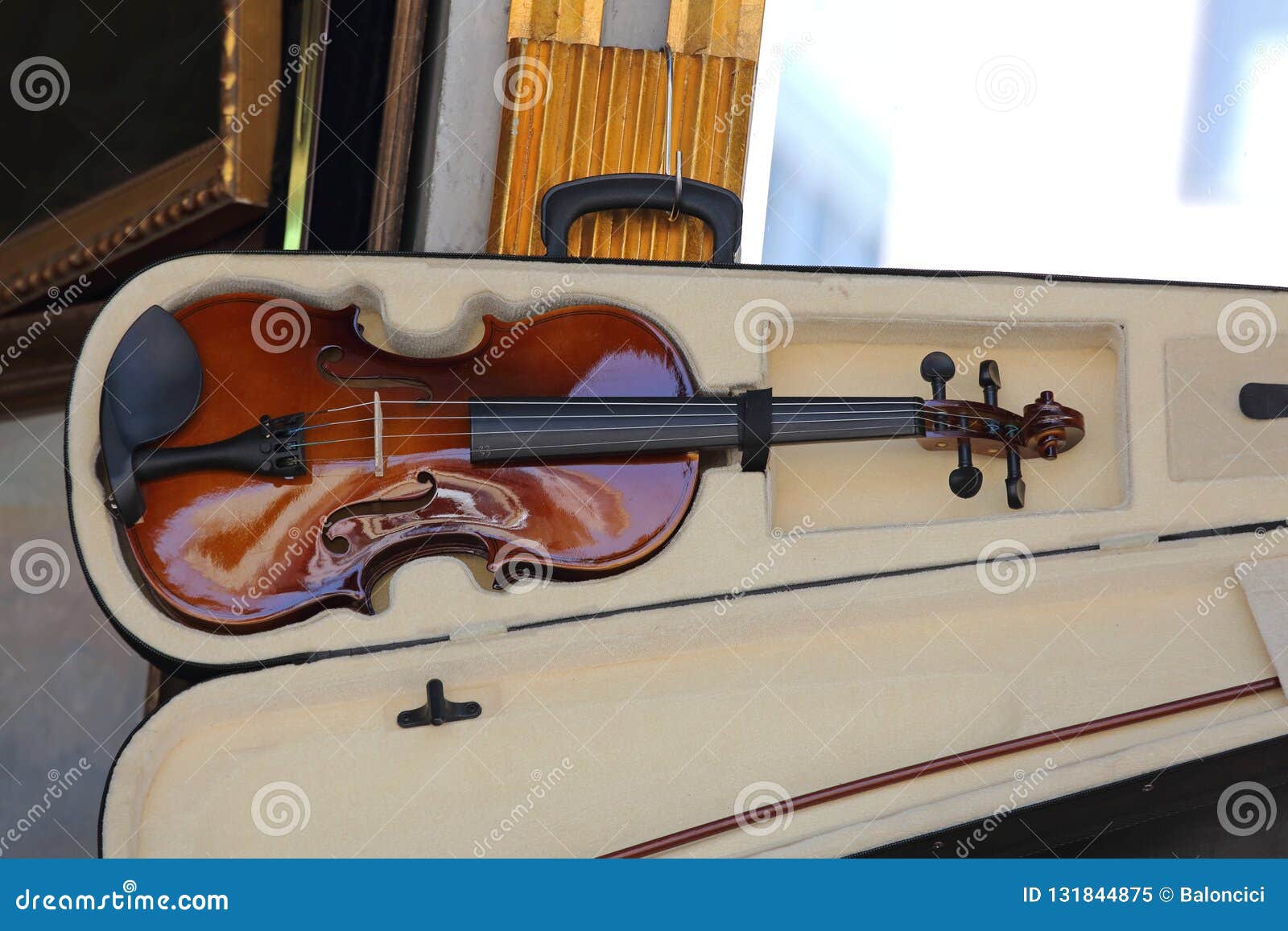Violin in Case stock image. Image of used, audio, flea - 131844875