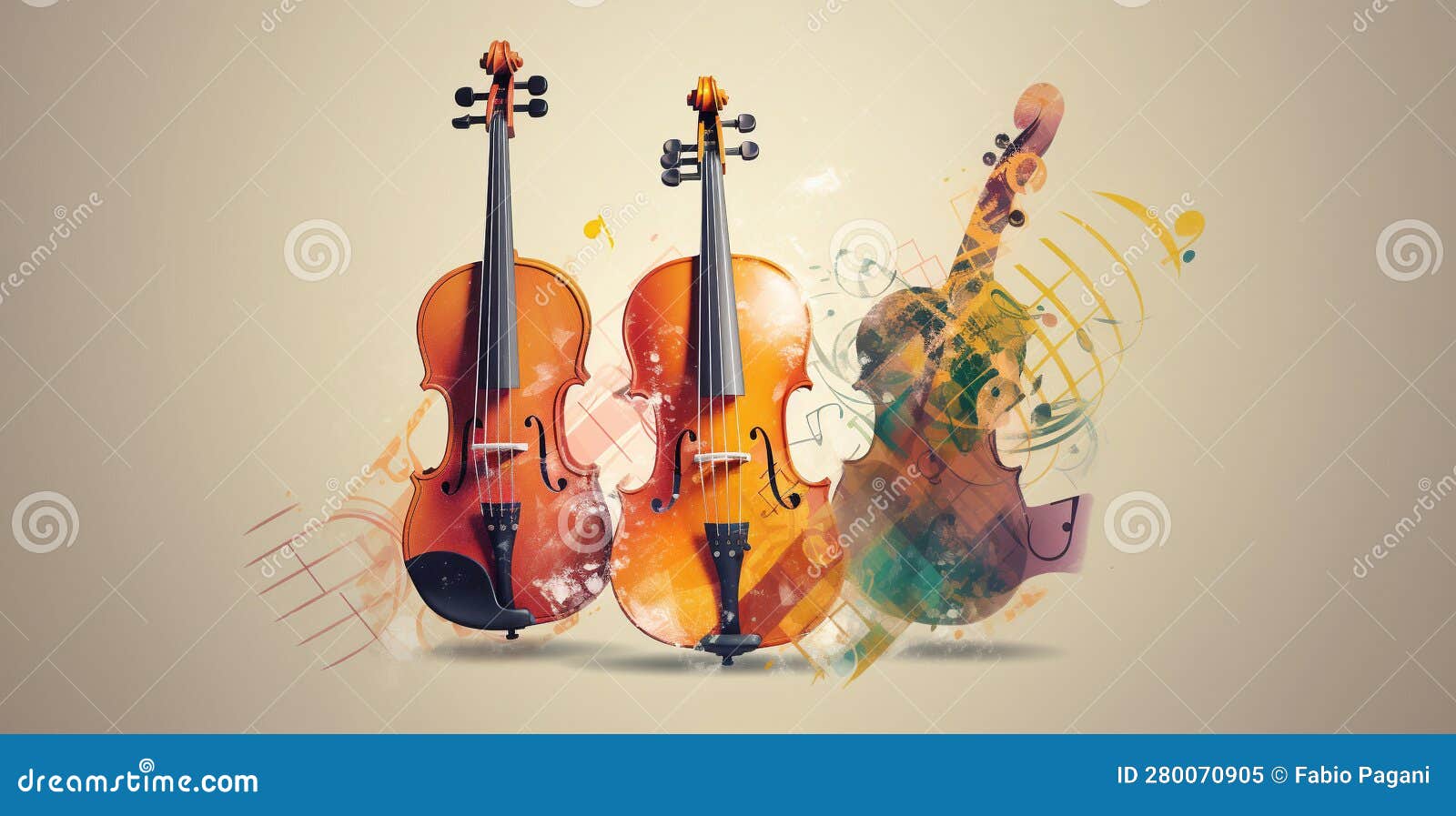 Violin Classical Musical Instrument Banner Illustration for Symphony ...