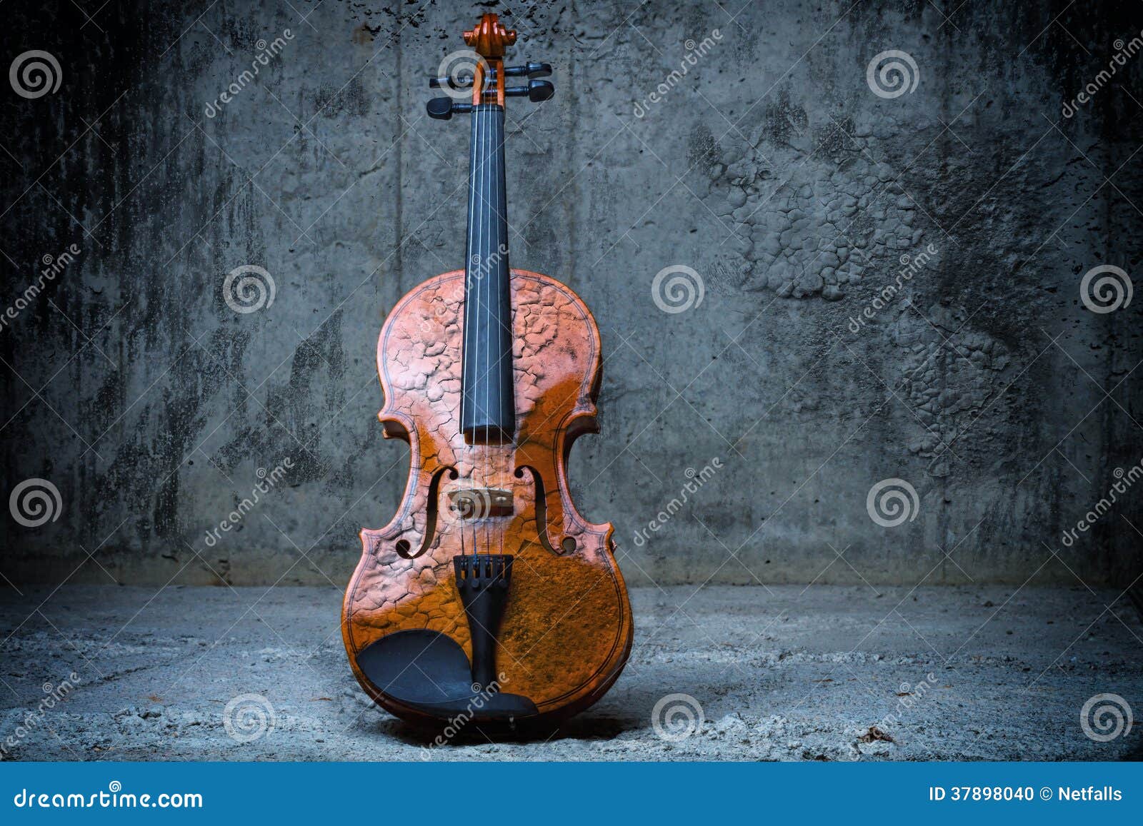 Violin on concrete wall stock photo. Image of viola, texture - 37898040