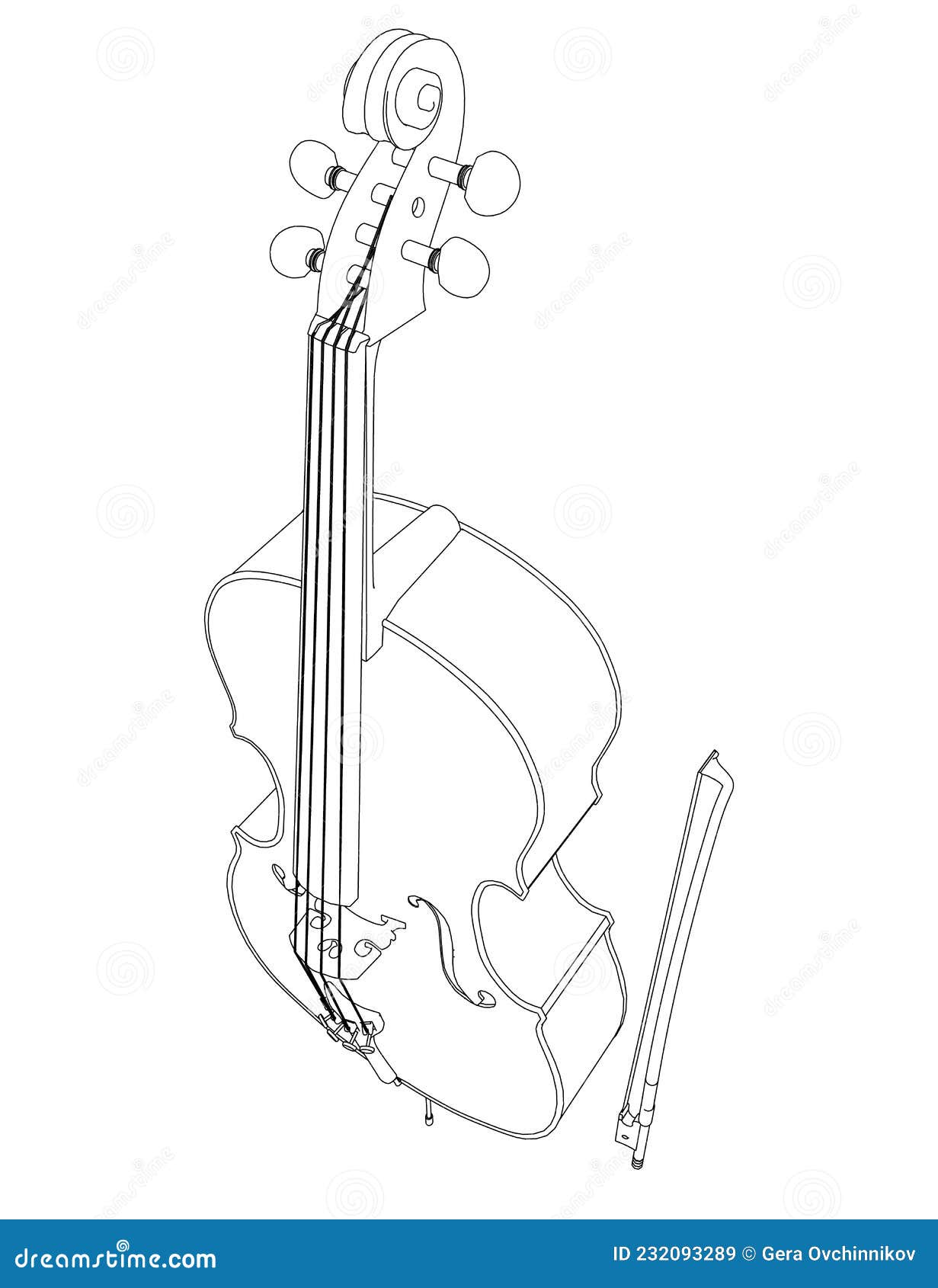 Violin Contour From Black Lines Isolated On White Background ...