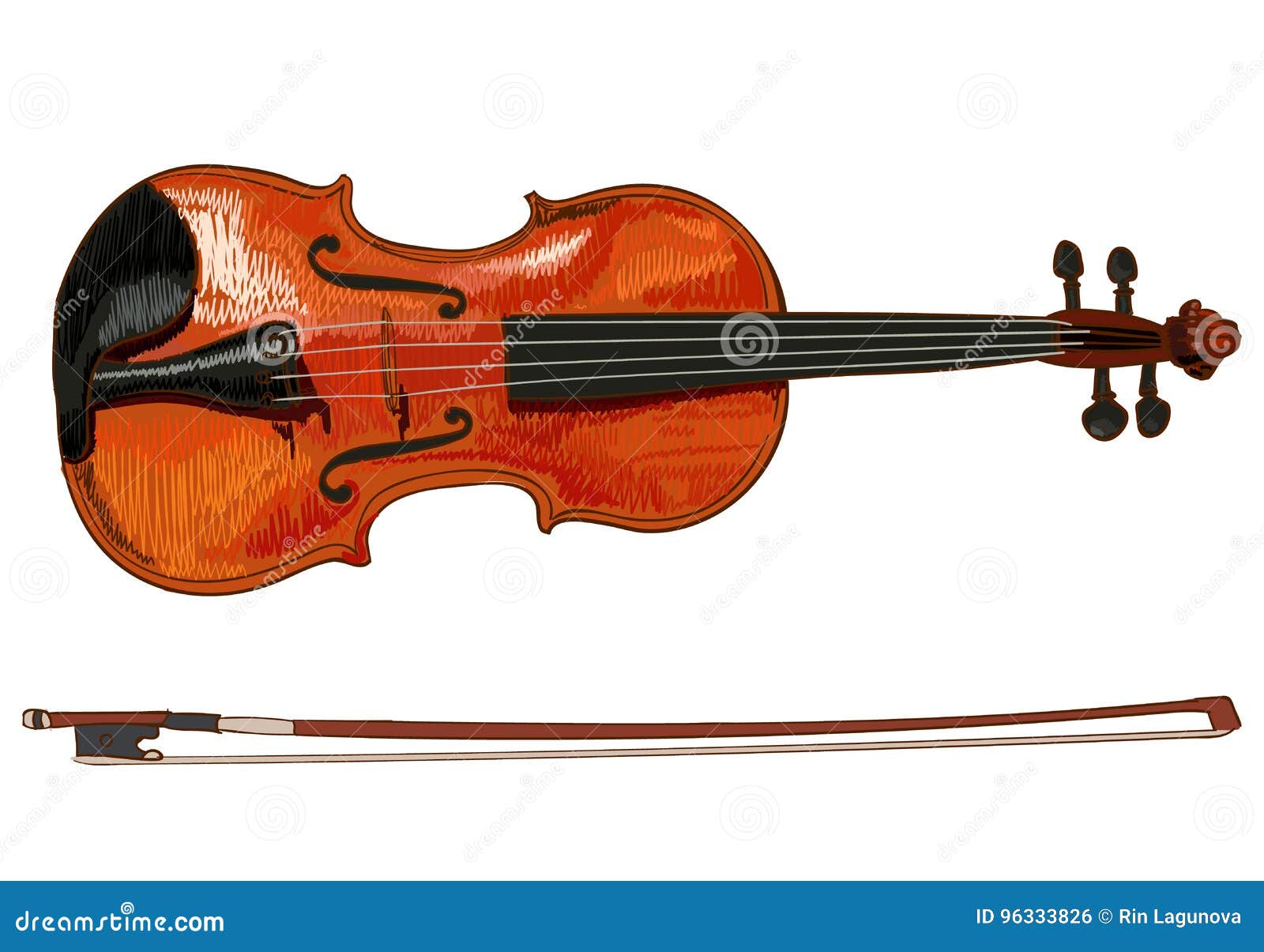 Violin Detailed Sketch, Colored. VECTOR Illustration Stock Vector ...