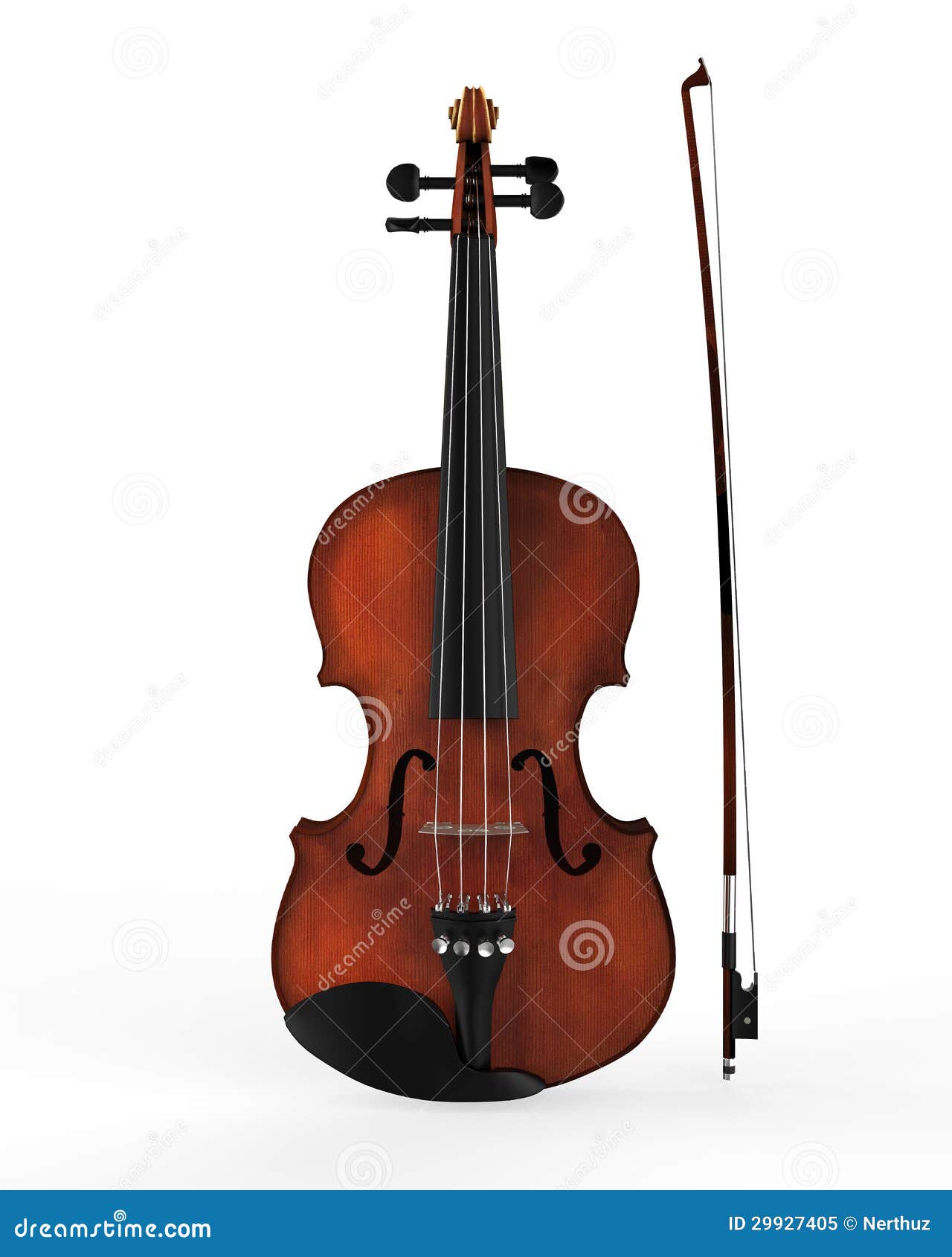 Violin and Fiddle Stick Isolated on White Background Stock Image ...