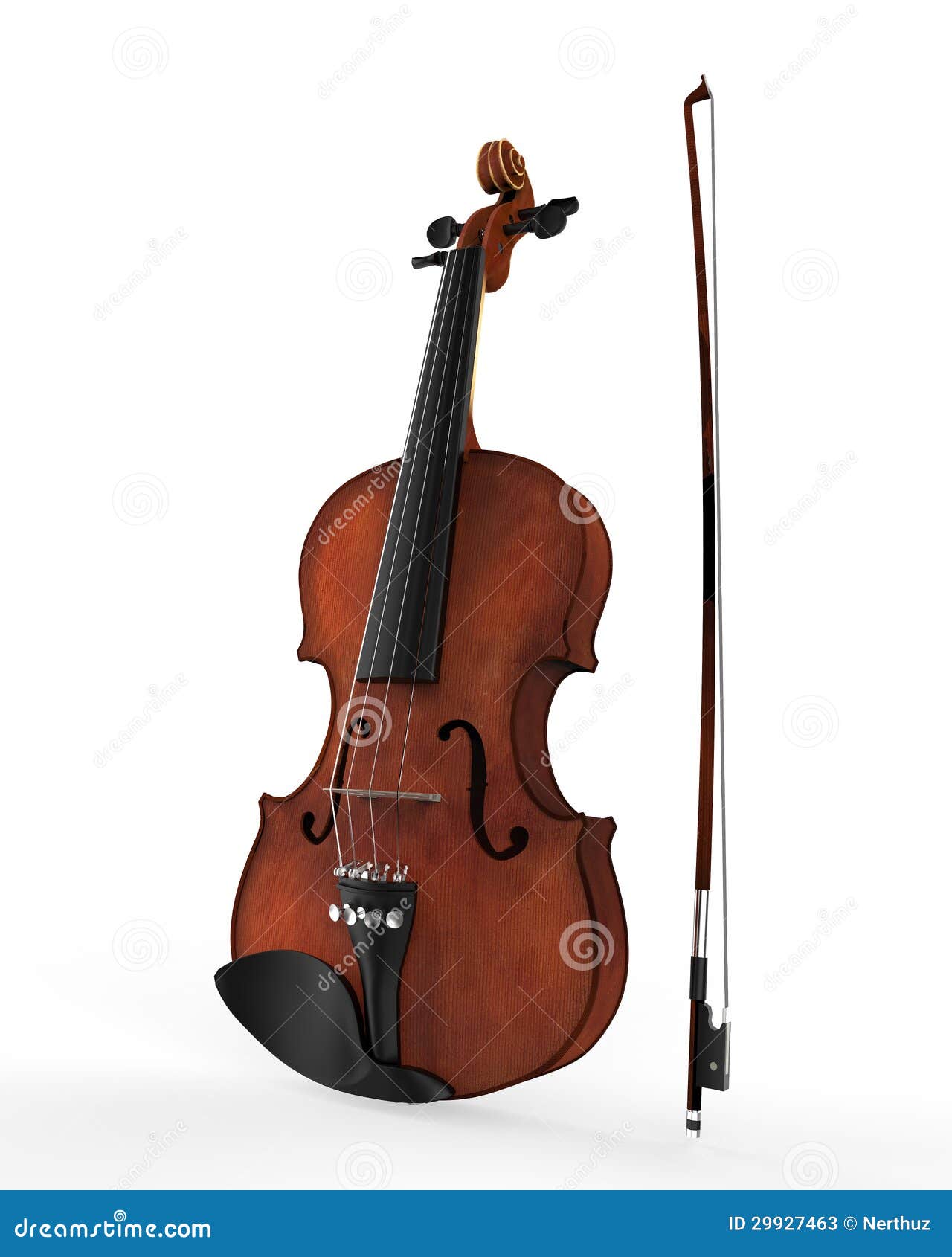 Violin and Fiddle Stick Isolated on White Background Stock Image ...