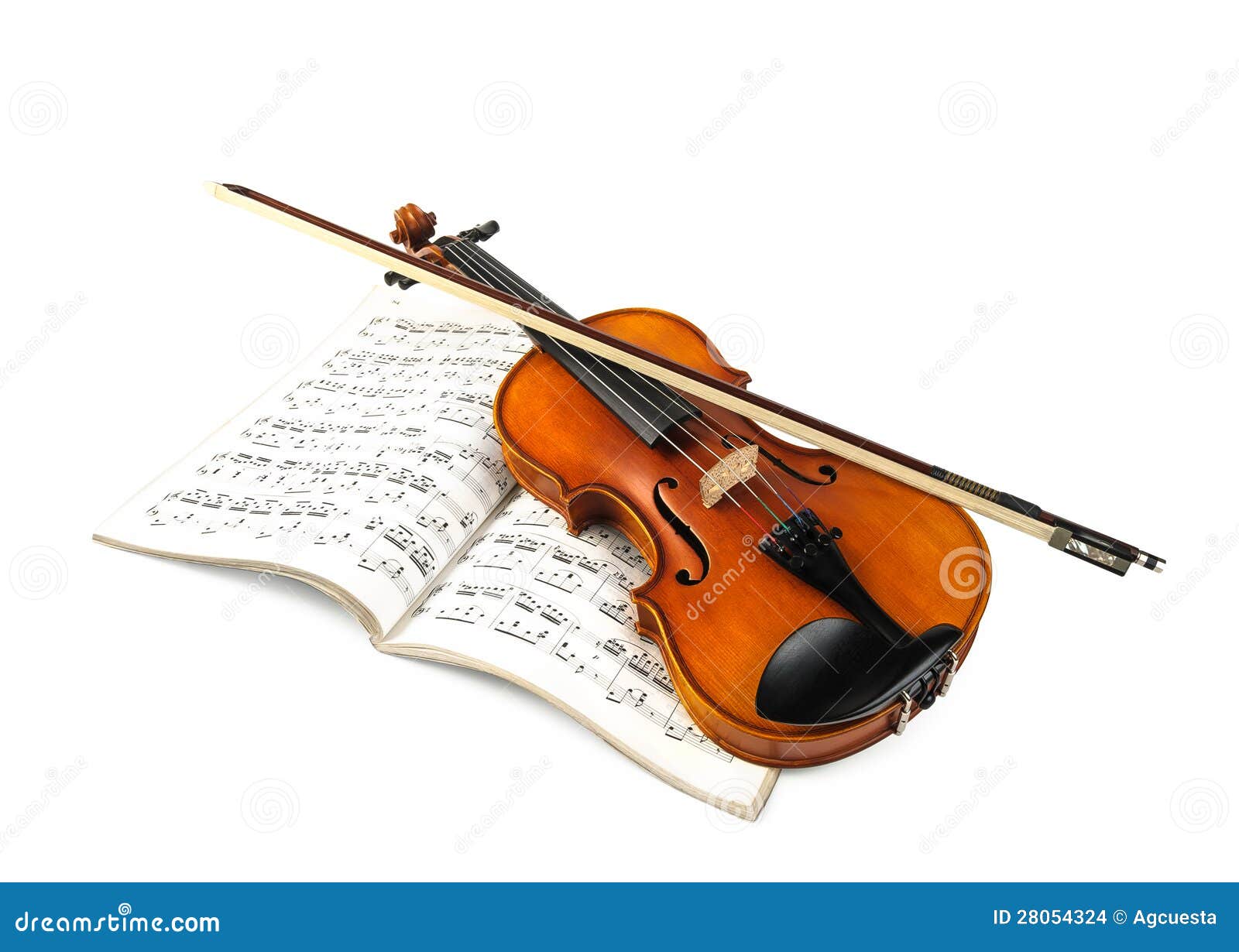 Violin and Fiddle Stick Over Score Stock Photo - Image of single, color ...