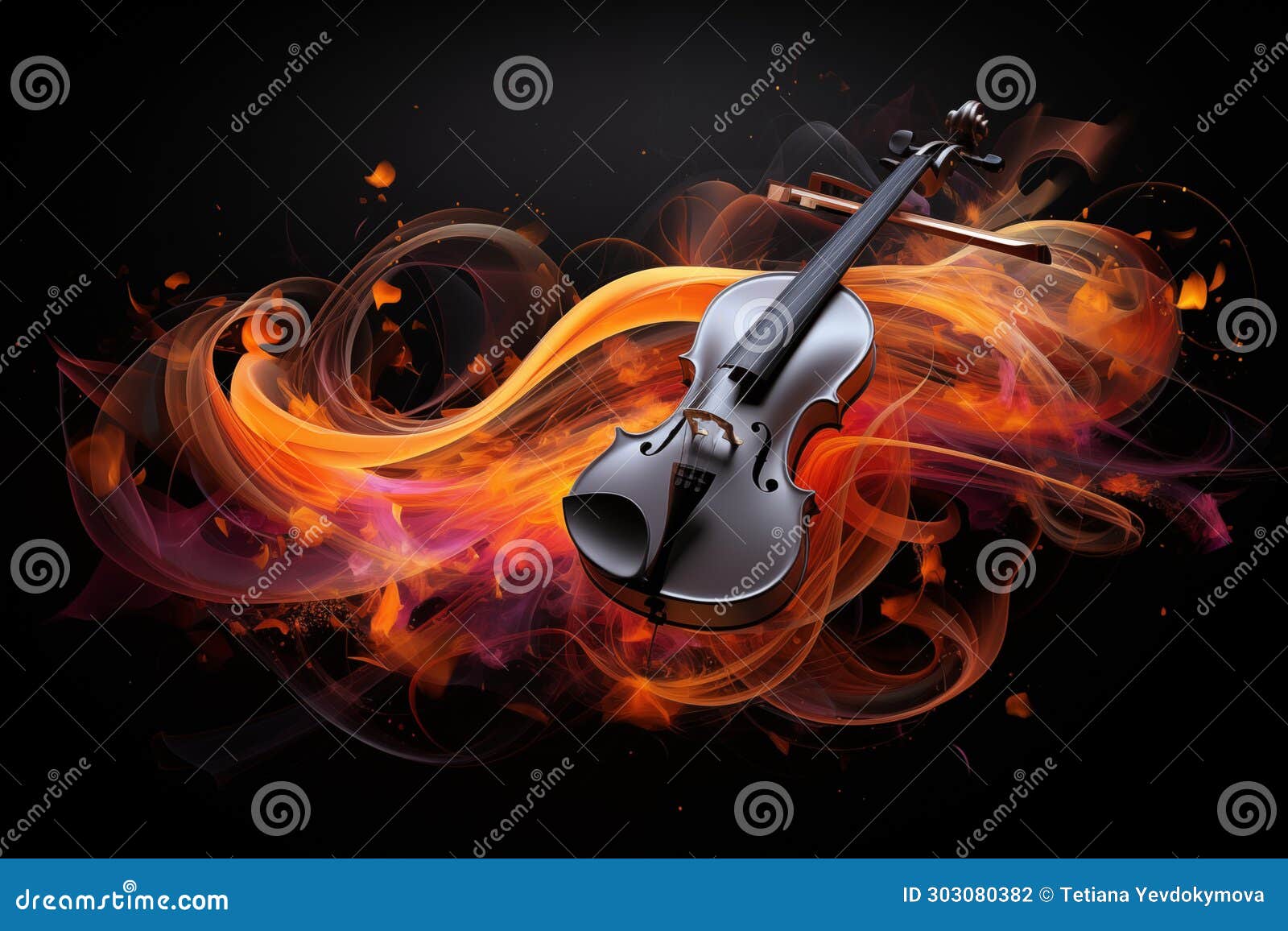 Violin In Fire On Black Background Royalty-Free Stock Image ...
