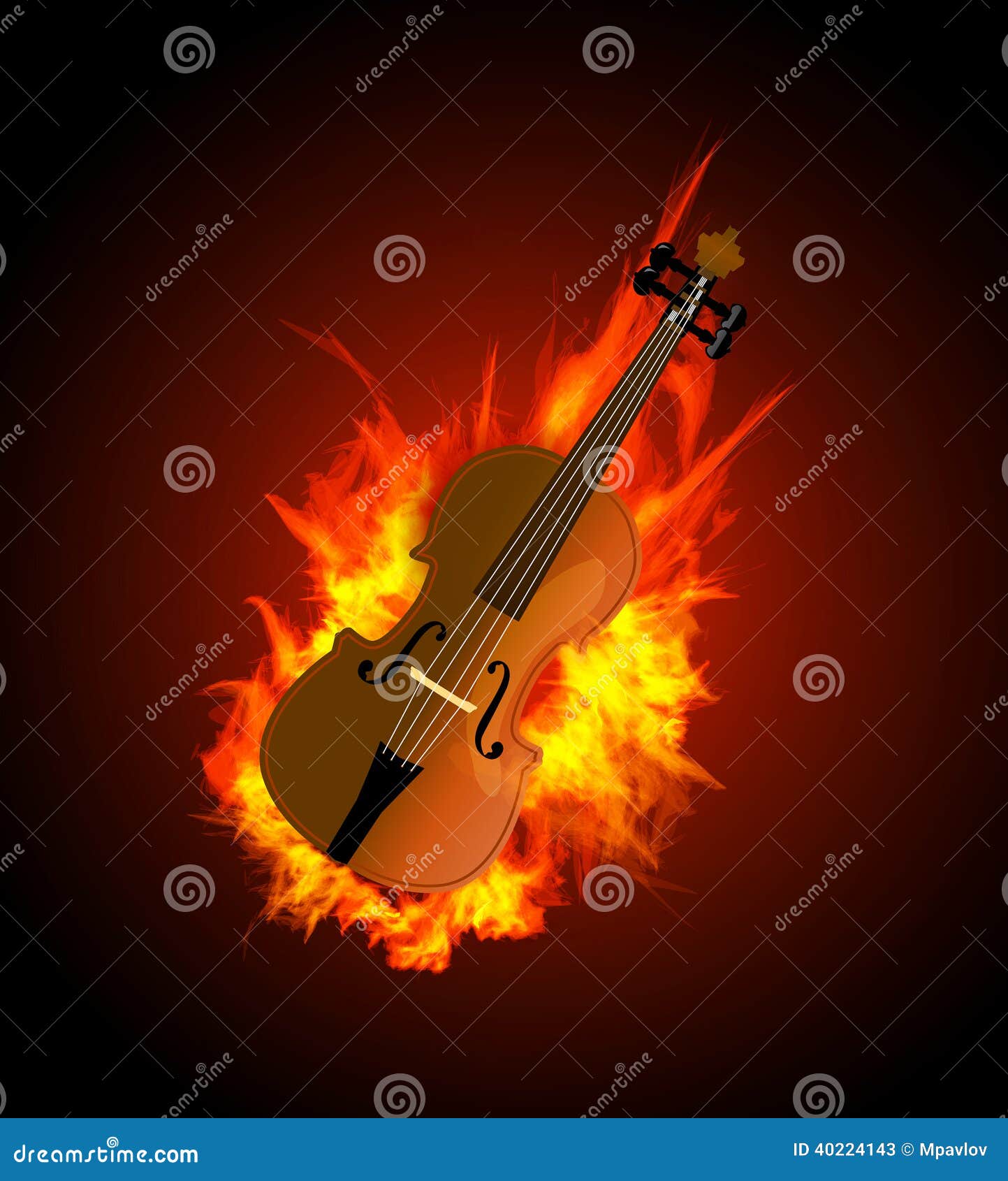 Violin in Fire stock vector. Illustration of ideas, retro - 40224143