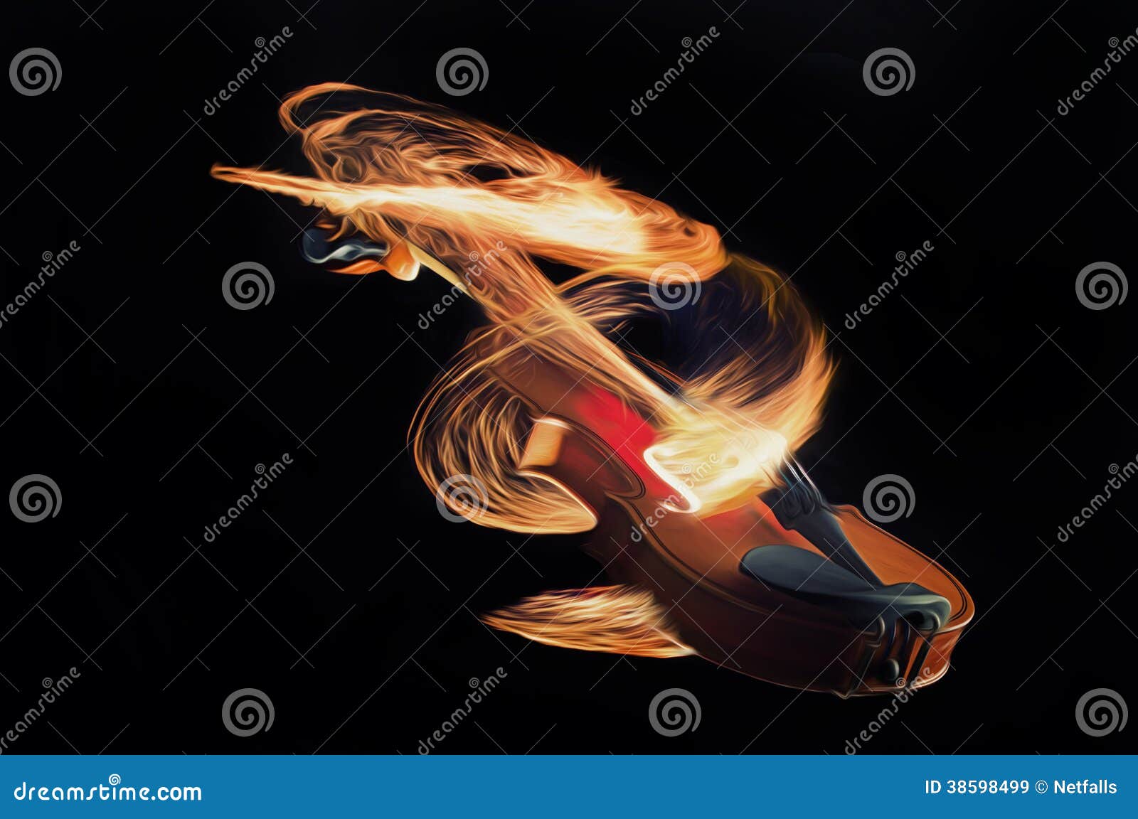 Violin on Fire Illustration Stock Image - Image of baroque, string ...