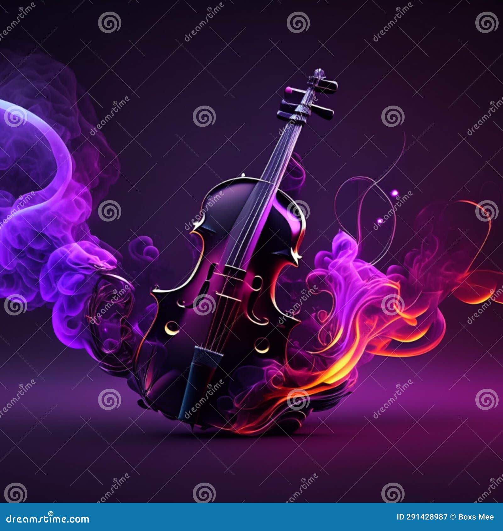 Violin in Fire with Smoke. 3d Illustration Stock Illustration ...