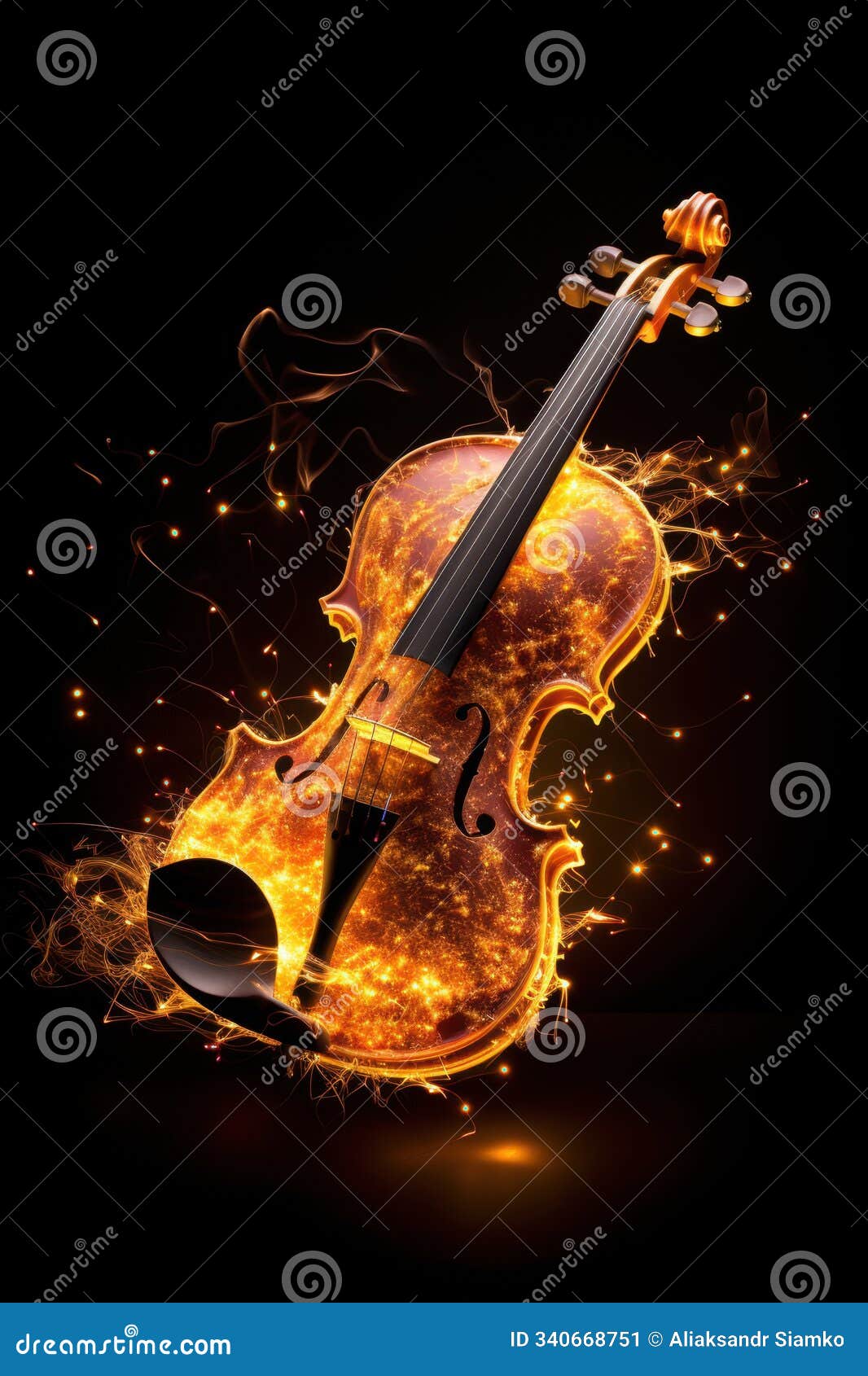A Violin with a Flame Effect on it Stock Illustration - Illustration of ...