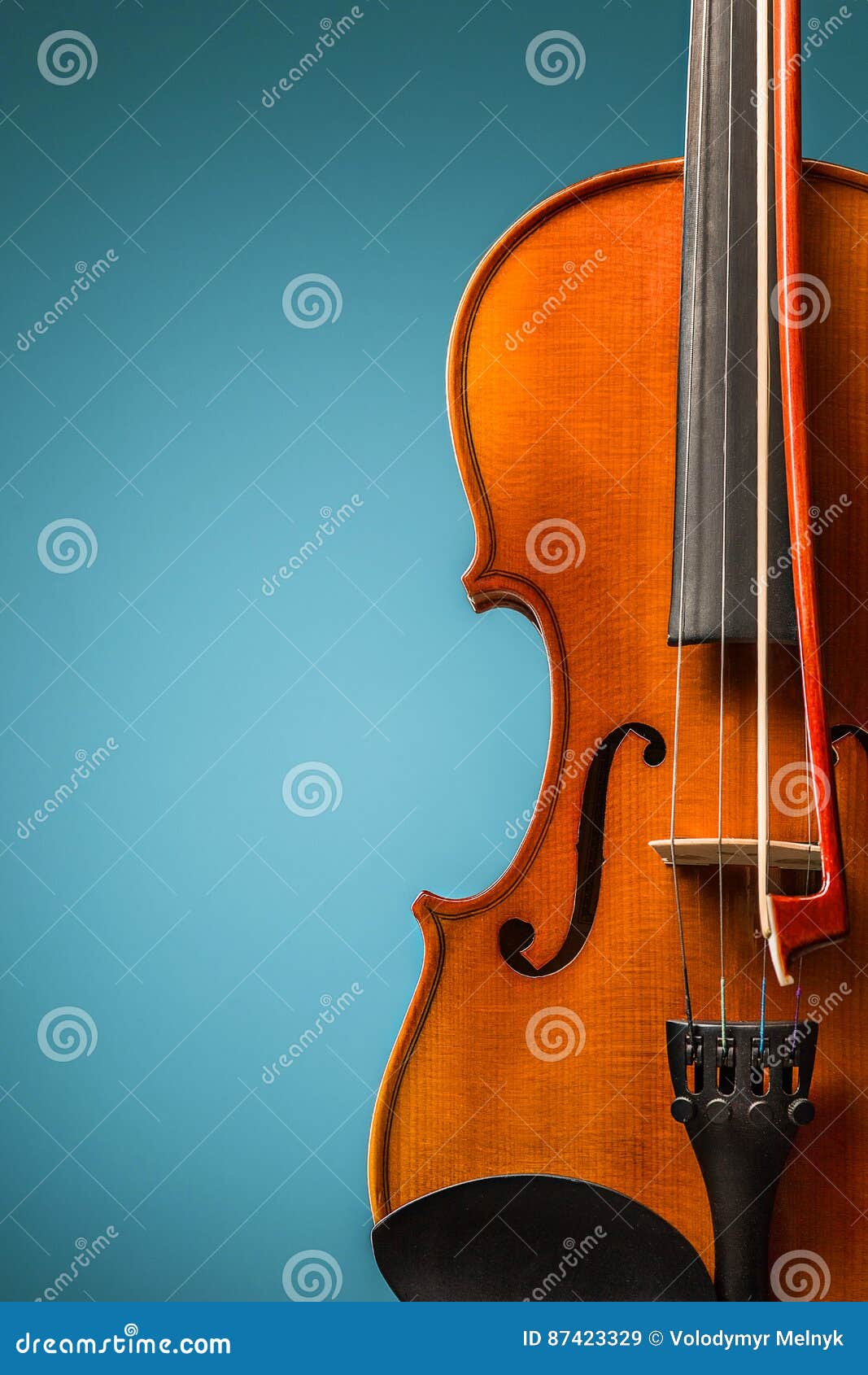 The Violin Front View on Blue Stock Image - Image of rehearsal, classic ...
