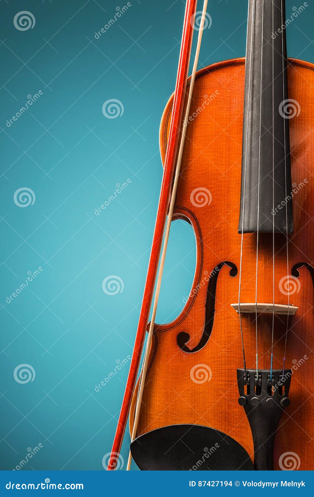 The Violin Front View on Blue Stock Photo - Image of instrument, melody ...