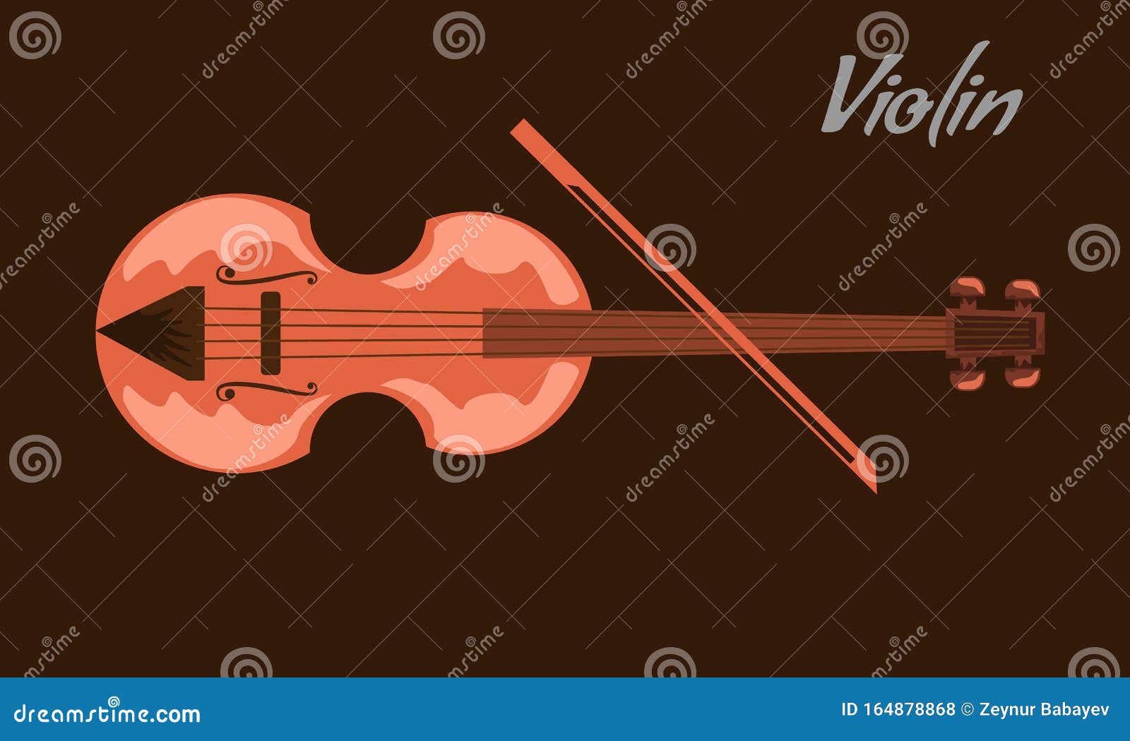 Violin with Front View and Hand Drawn Cartoon Style for Your Design ...