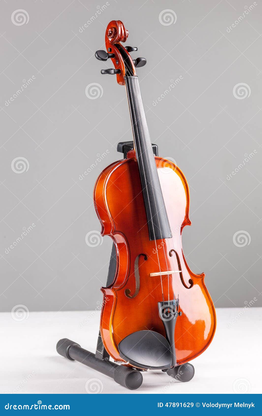 Violin Front View Isolated on Gray Stock Image - Image of performance ...