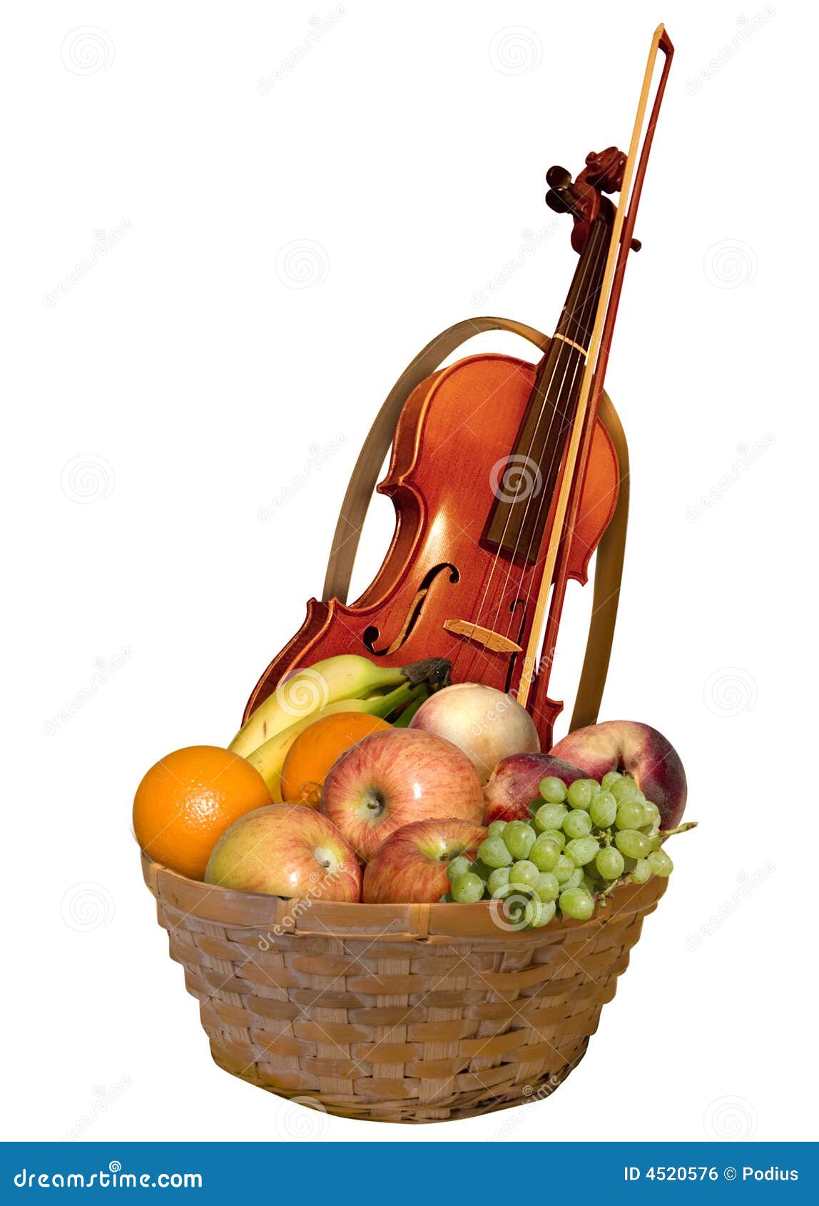 Violin in a Fruit Basket stock photo. Image of melodious - 4520576