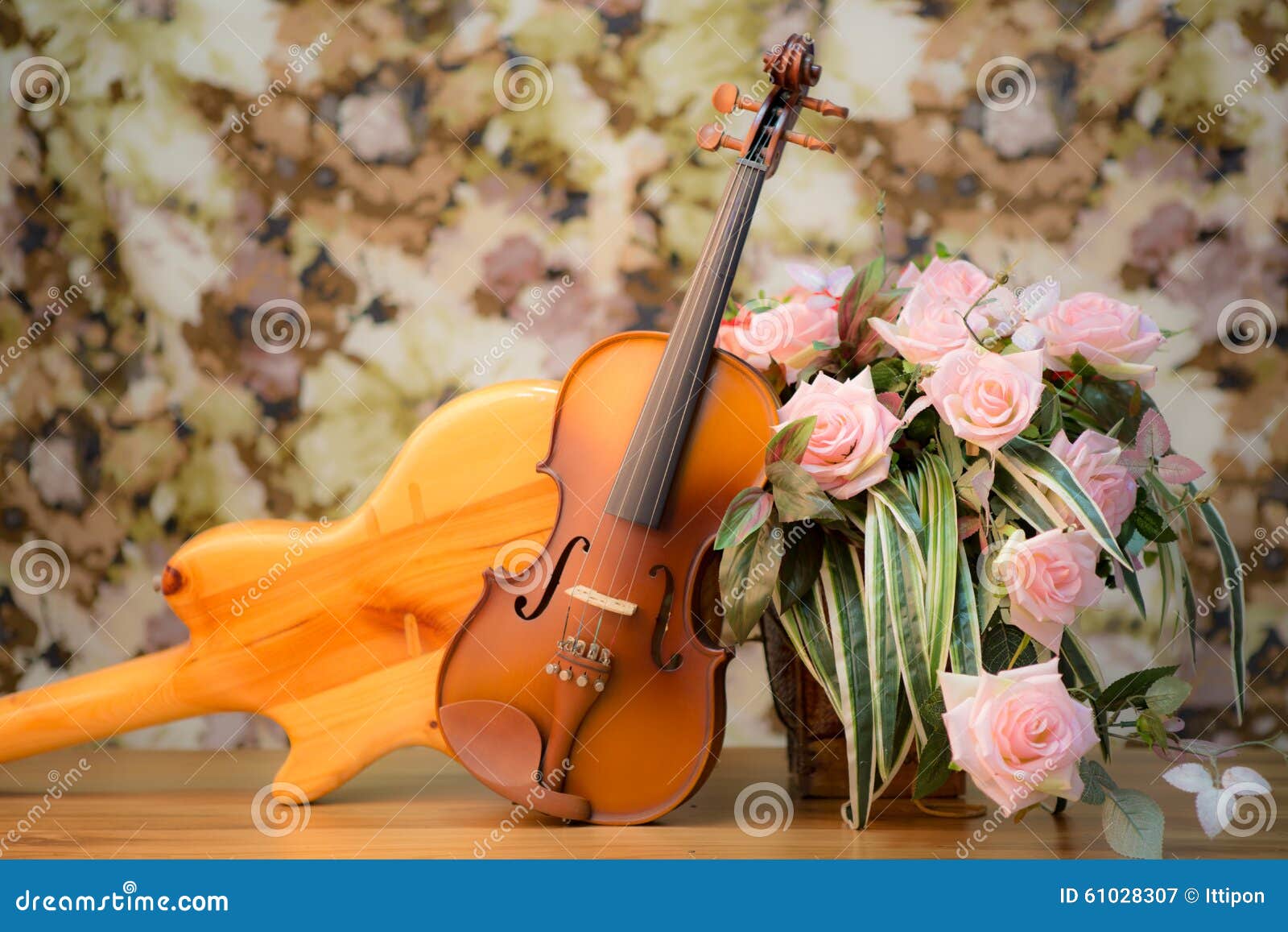 Violin,guitar, and rose stock image. Image of classical - 61028307