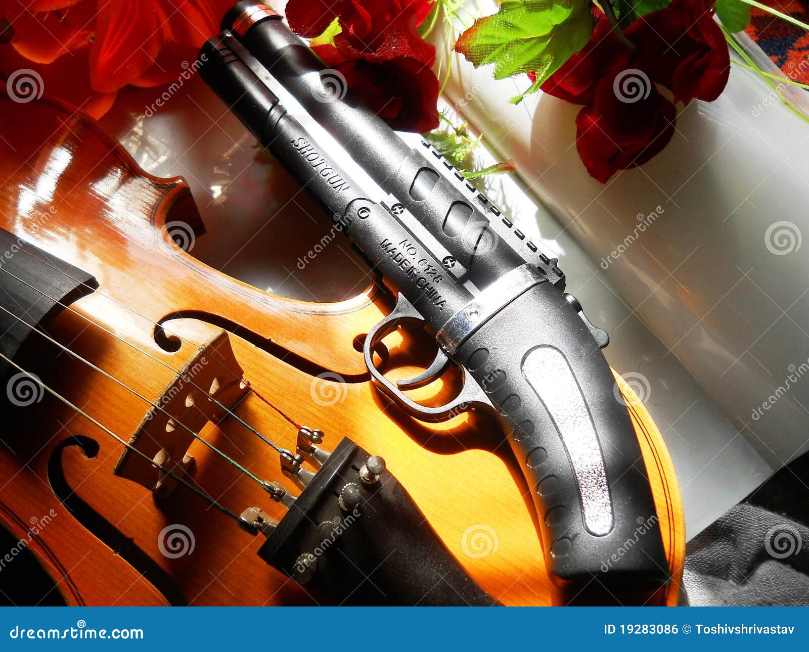 Violin and Gun stock photo. Image of danger, violin, strings - 19283086