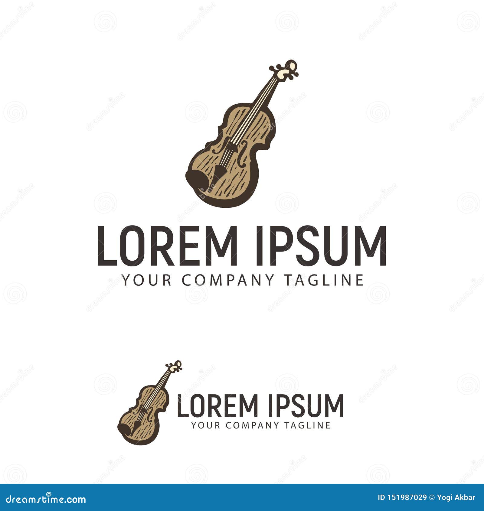 Violin Hand Drawn Logo Design Concept Template Stock Vector ...