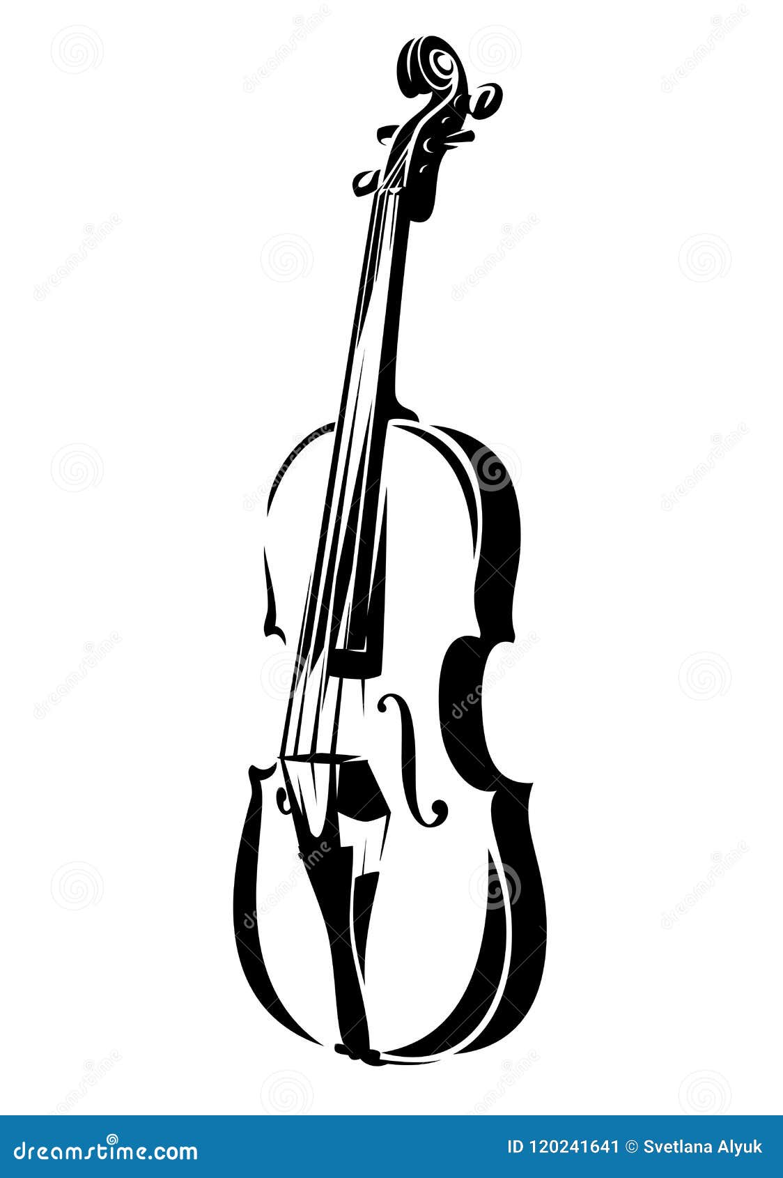 Violin Instrument Black Vector Outline Stock Vector - Illustration of ...