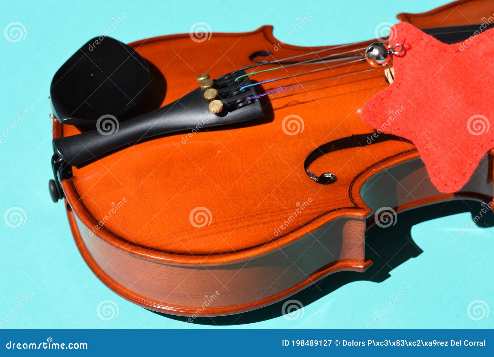 Violin Isolated on Light Turquoise Blue Background Stock Image - Image ...
