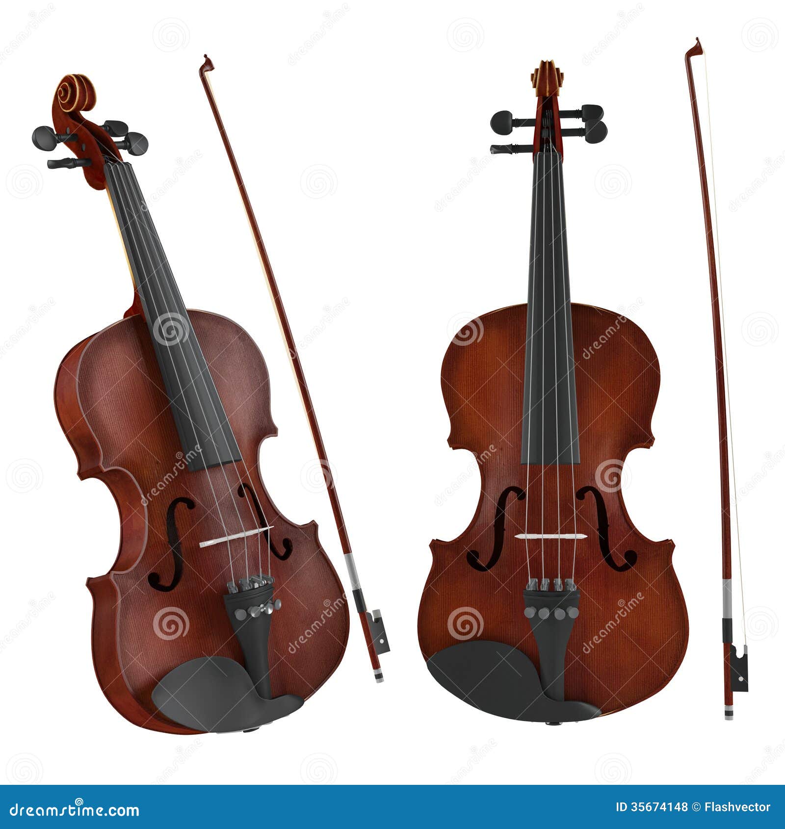 Violin Isolated. Two Angles of View Stock Photo - Image of skill ...