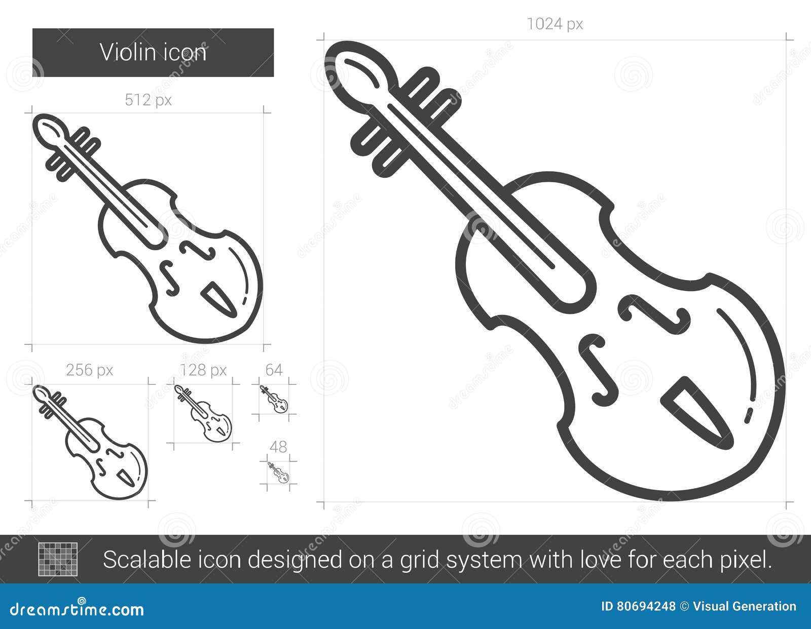Violin line icon. stock vector. Illustration of flat - 80694248