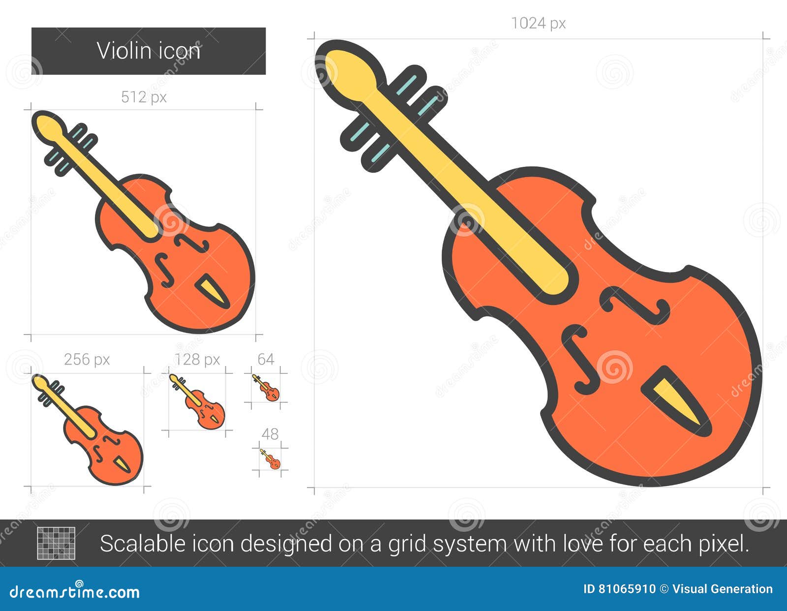 Violin line icon. stock vector. Illustration of retro - 81065910