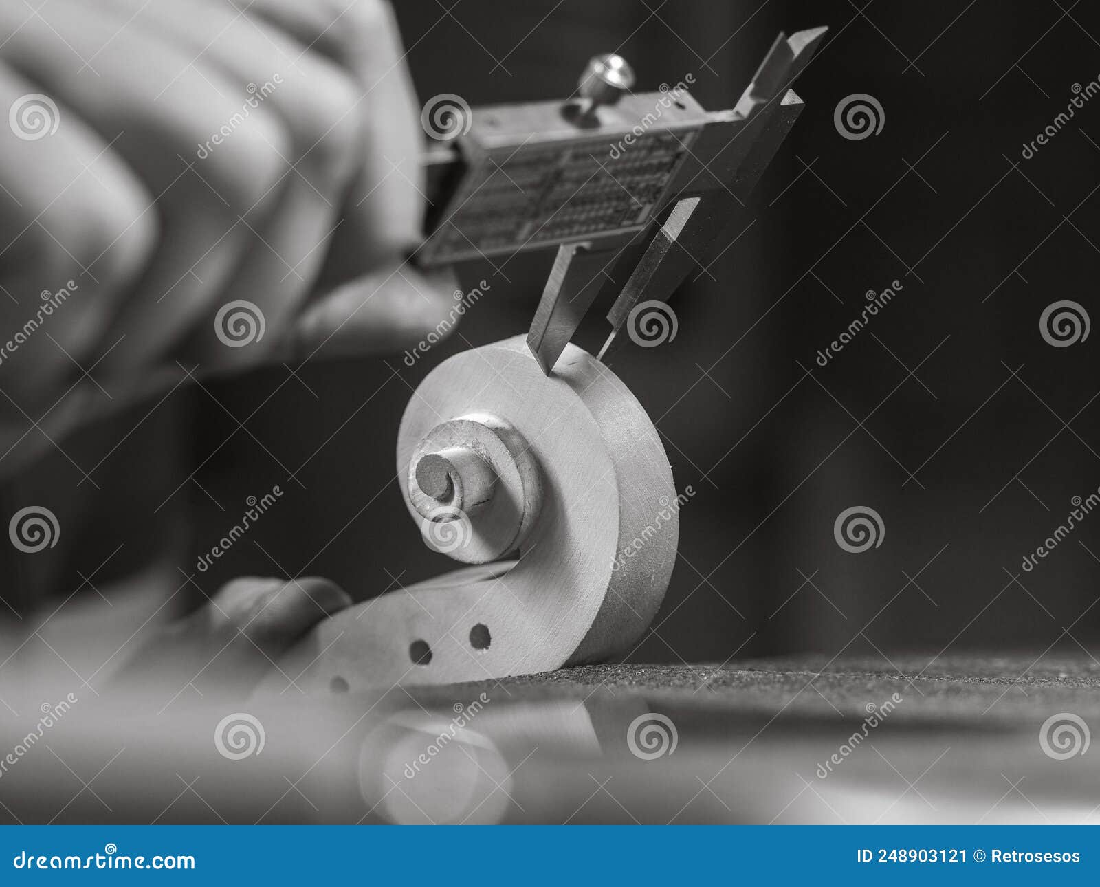 Luthier Precision Measuring the Violin Scroll Thickness with Meter ...