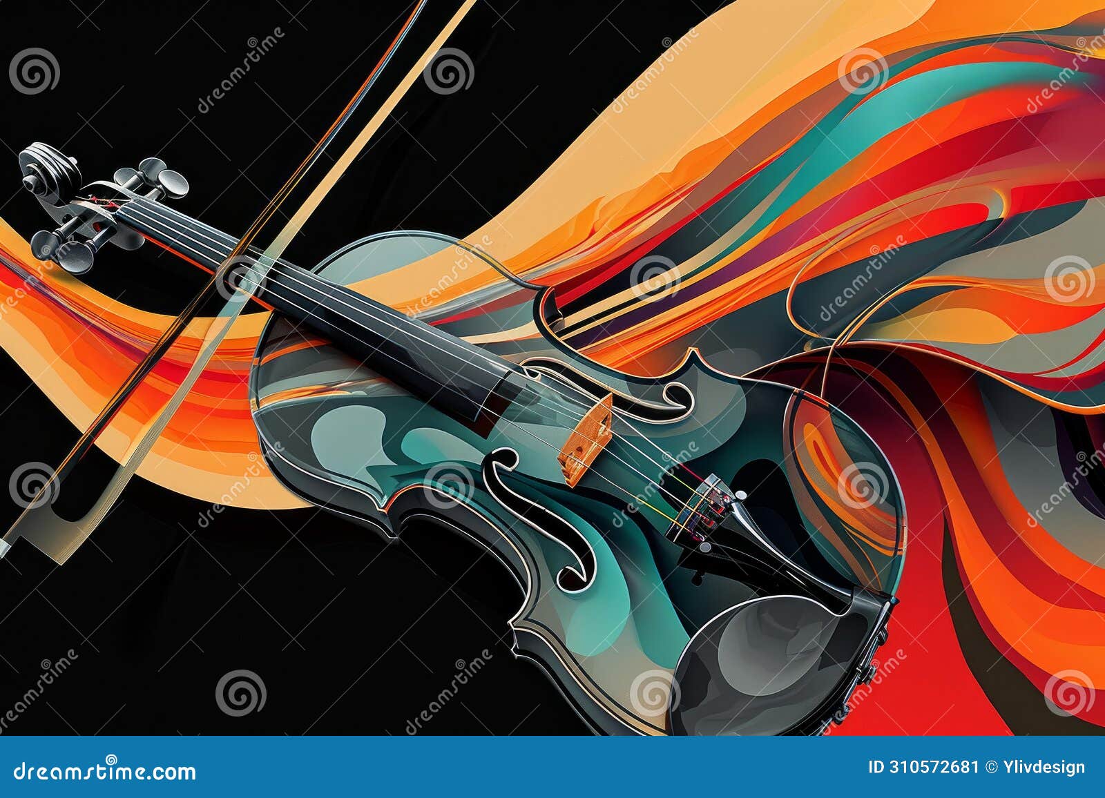Violin Music Art. Generate Ai Stock Image - Image of happy, background ...
